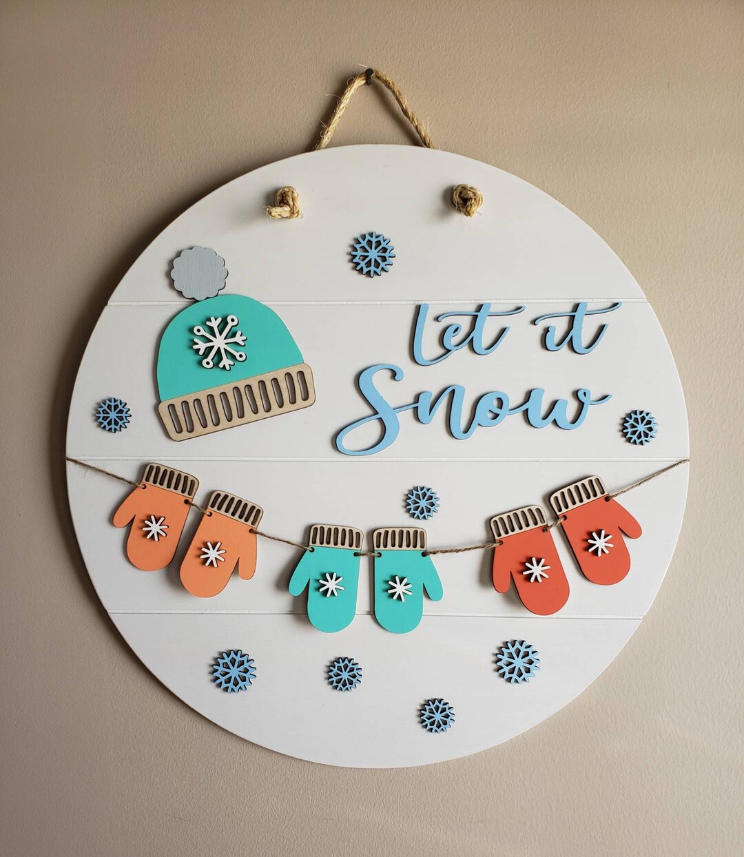 Round Winter Sign, Optional DIY Round Sign, Let It Snow, Door Hanger - Etsy