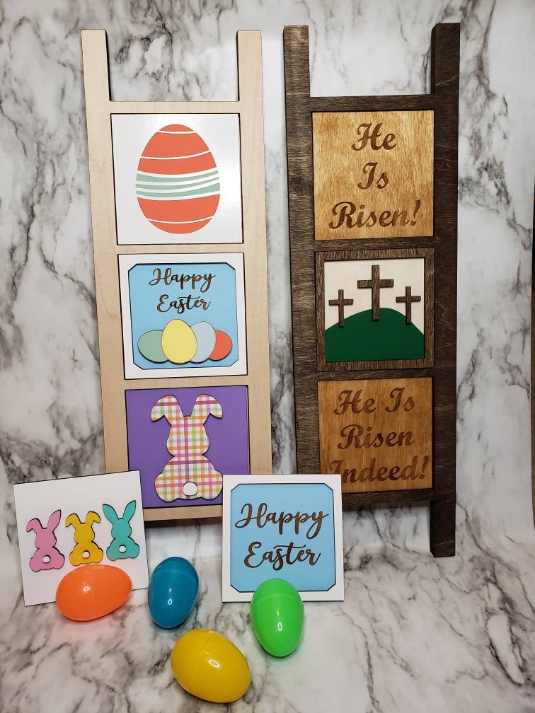 Wood Frame Leaning Ladder Interchangeable Ladder Easter - Etsy