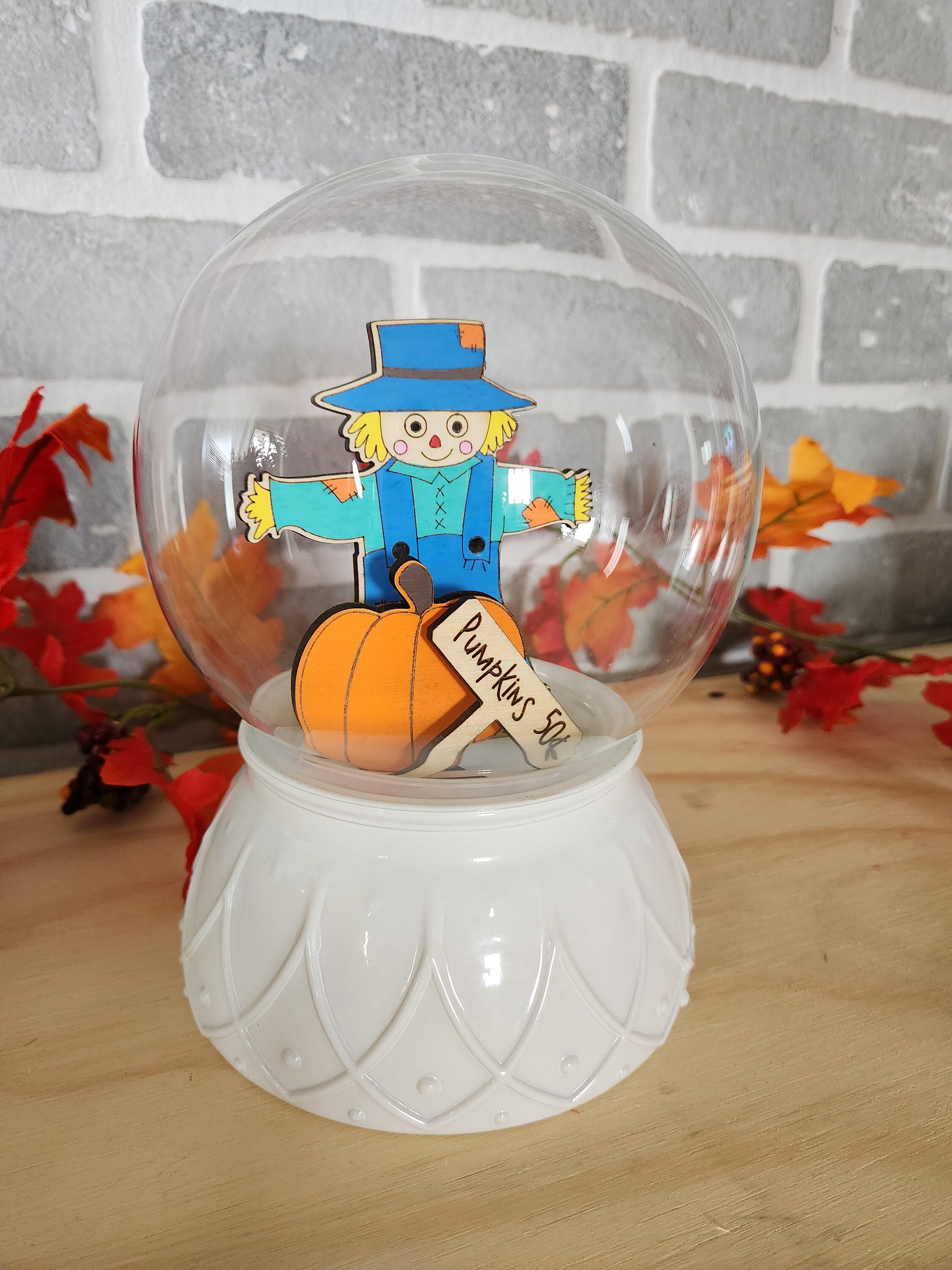 Fall Snow Globe, Scarecrow, Wood Fall Decor, Autumn Decor - Etsy