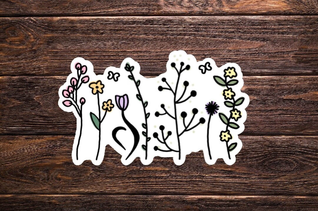NEDA Symbol Flower Meadow Vinyl Sticker // Laptop Sticker, Water Bottle ...
