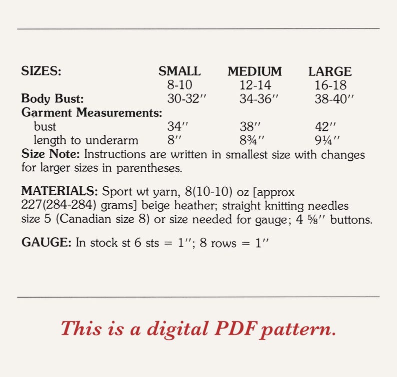 Tuxedo Waistcoat Knitting Pattern PDF • classic Retro Vintage ...