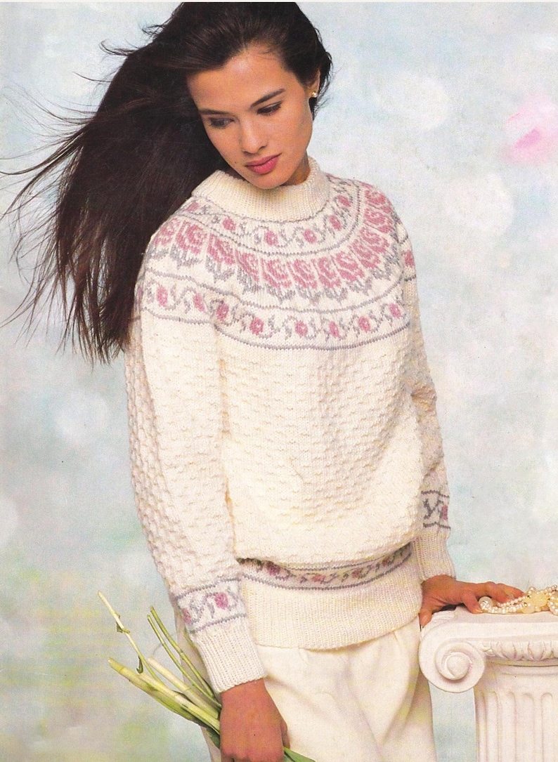 Rose Round Yoke Sweater | Knitting Pattern PDF - Etsy