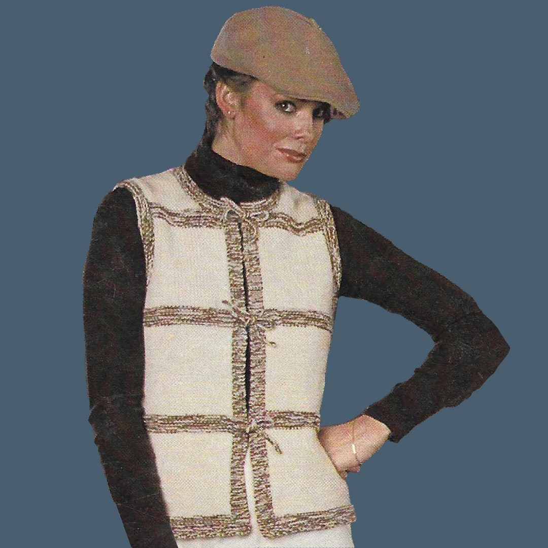 Windowpane Tie Front Vest | Knitting Pattern PDF - Etsy