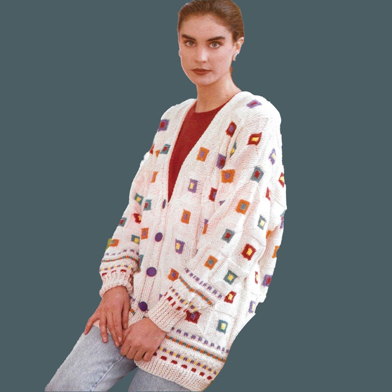 Intarsia Patchwork Women's Oversized Cardigan | Classic Knitting ...