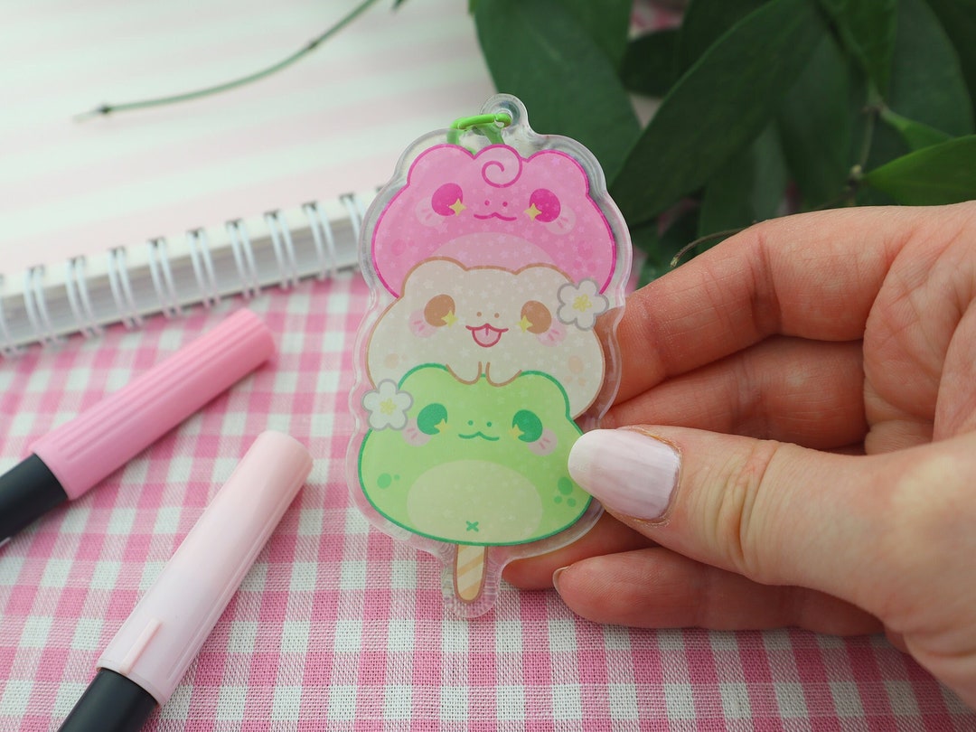 Frog Dango Keychain Cute Frog Keyring Glitter Acrylic Keychain - Etsy