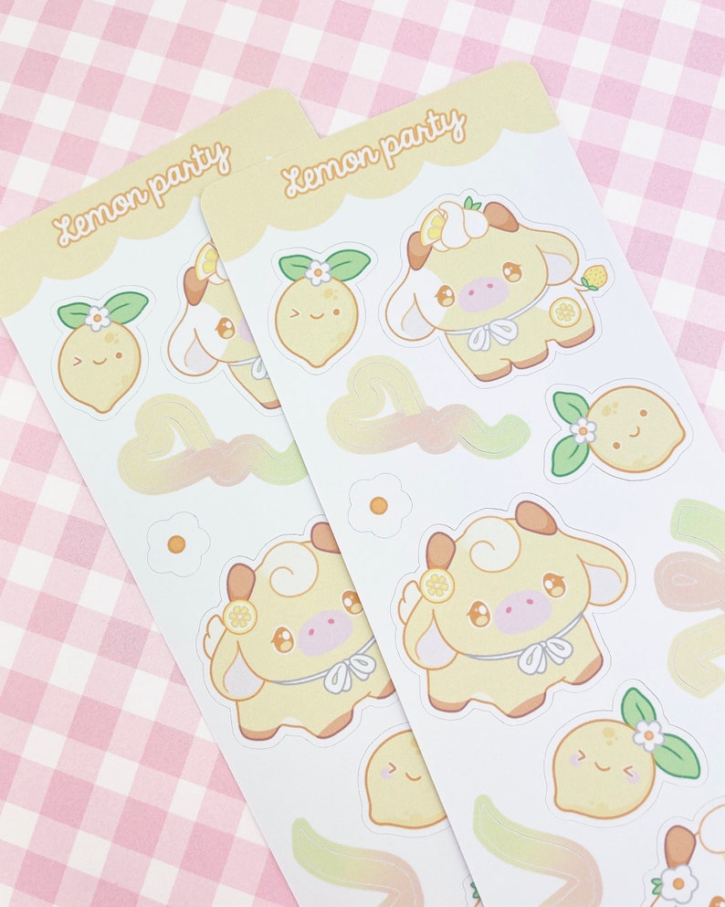 Lemon Cow Sticker Sheet Fruit Cows Stickers Kawaii Planner - Etsy