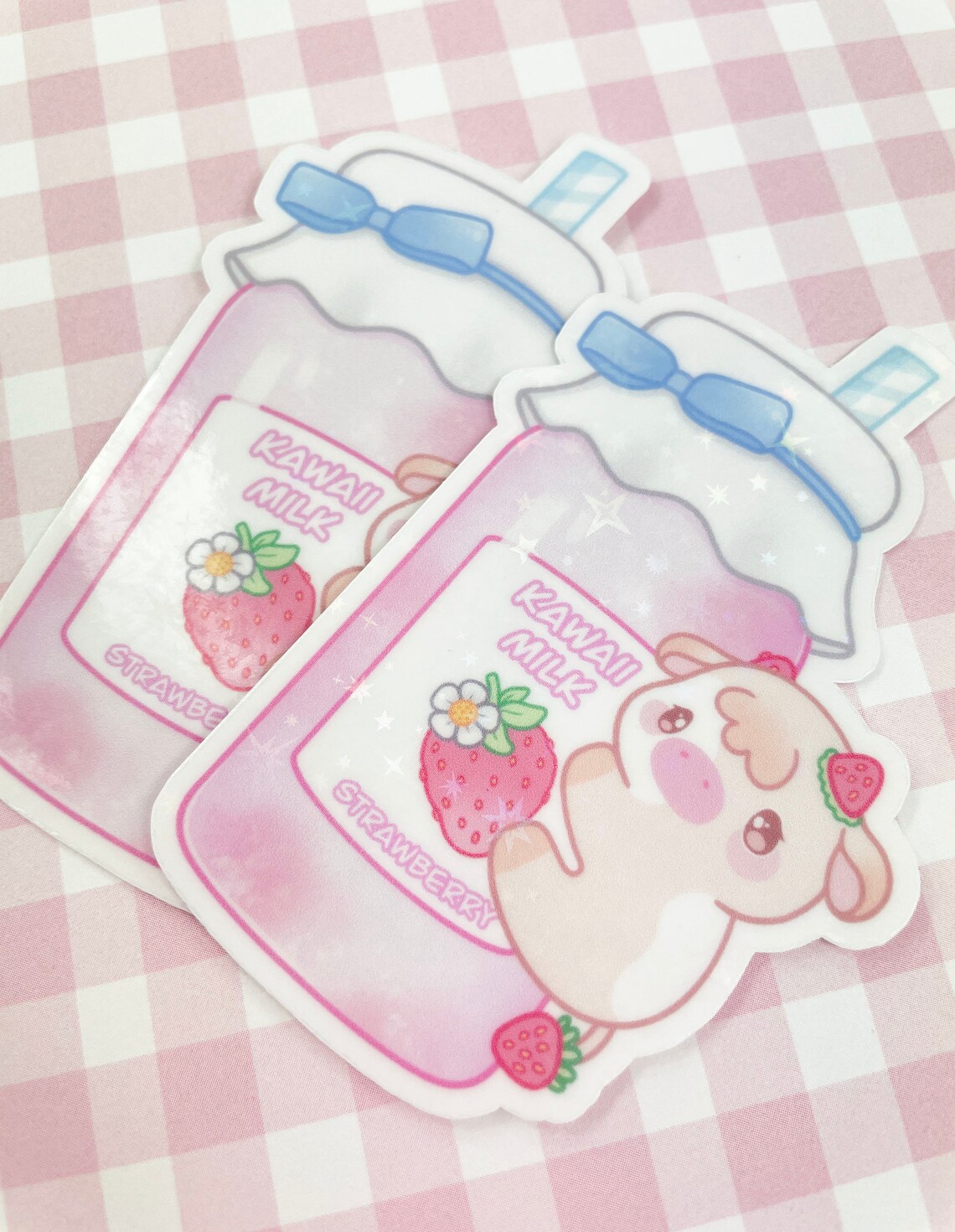 Cow Milk Holographic Vinyl Sticker Kawaii Cow Sticker | Etsy