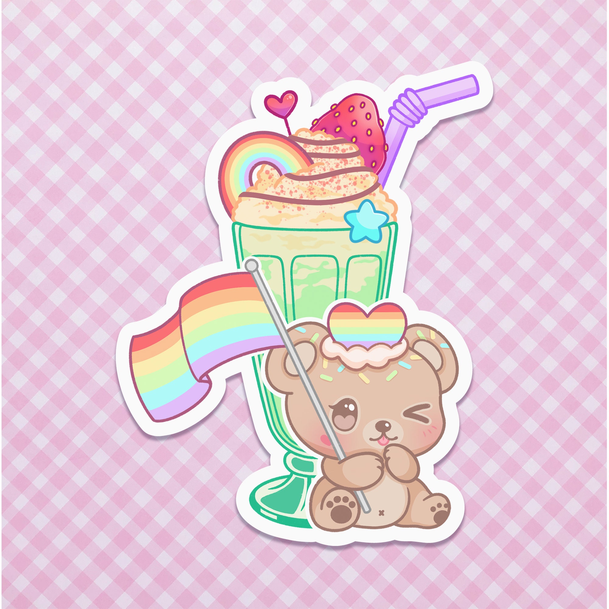 Milkshake Vinyl Stickers Teddy Bear Stickers Kawaii | Etsy