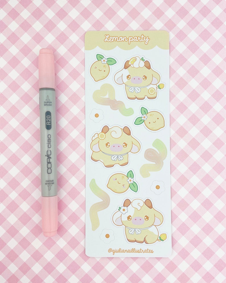 Lemon Cow Sticker Sheet Fruit Cows Stickers Kawaii Planner - Etsy