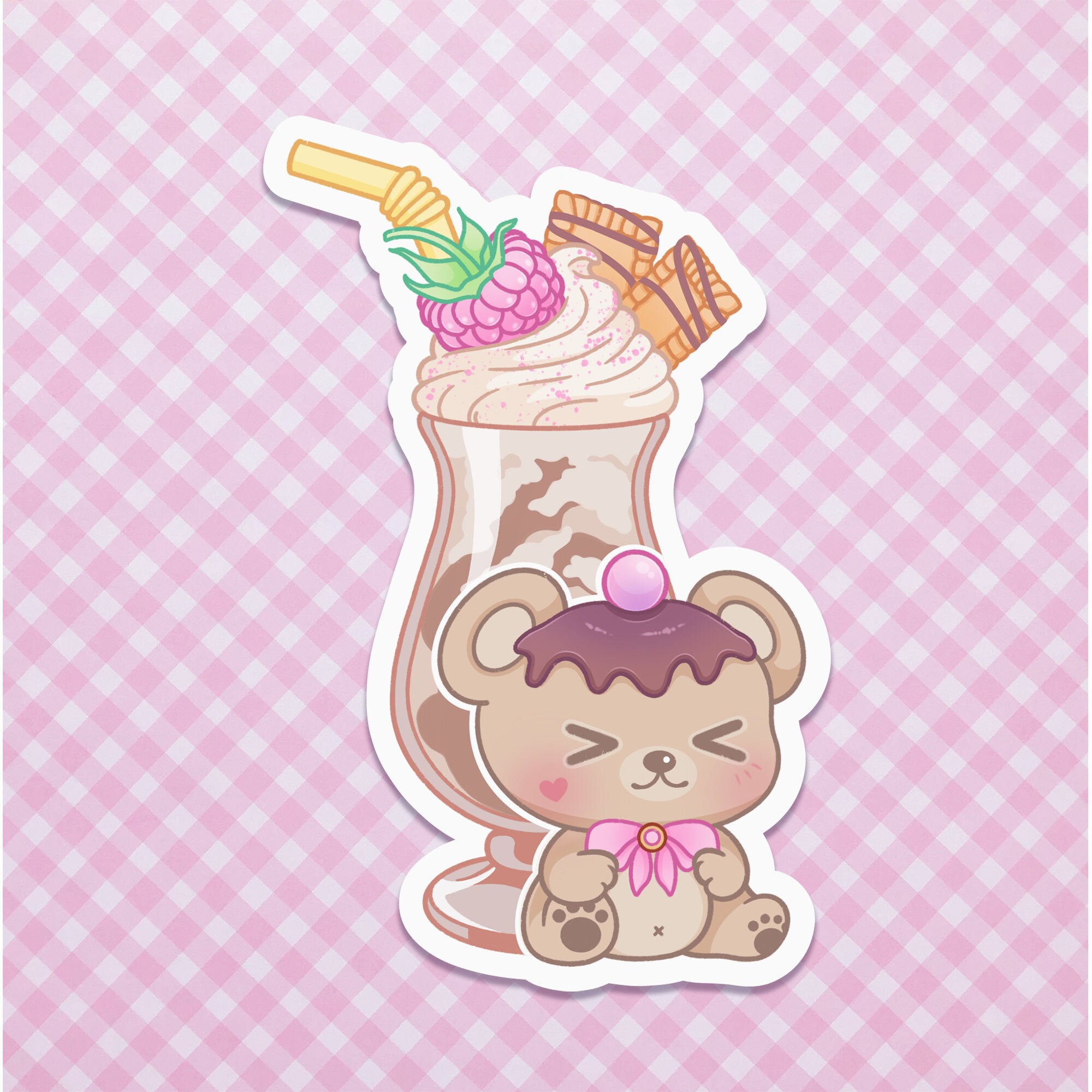 Milkshake Vinyl Stickers Teddy Bear Stickers Kawaii | Etsy