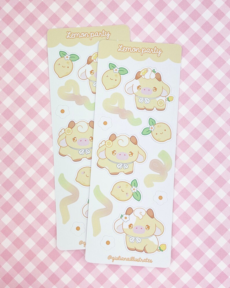 Lemon Cow Sticker Sheet Fruit Cows Stickers Kawaii Planner - Etsy
