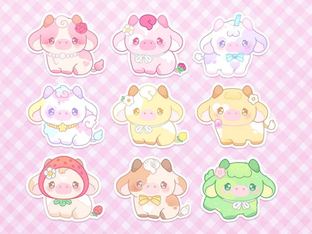 Cute Cow Stickers Pastel Stickers Kawaii Glitter Stickers - Etsy Ireland