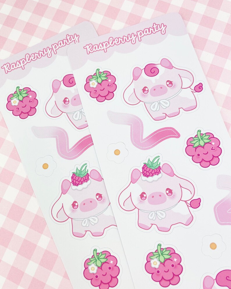 Raspberry Cow Sticker Sheet Kawaii Planner Stickers Pink - Etsy Ireland