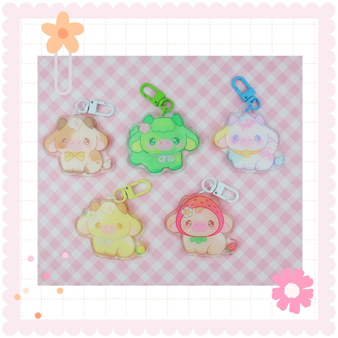 Cute Cow Keychains Series 2 ~ Glitter Acrylic Keychain ~ Farm Keychain ...