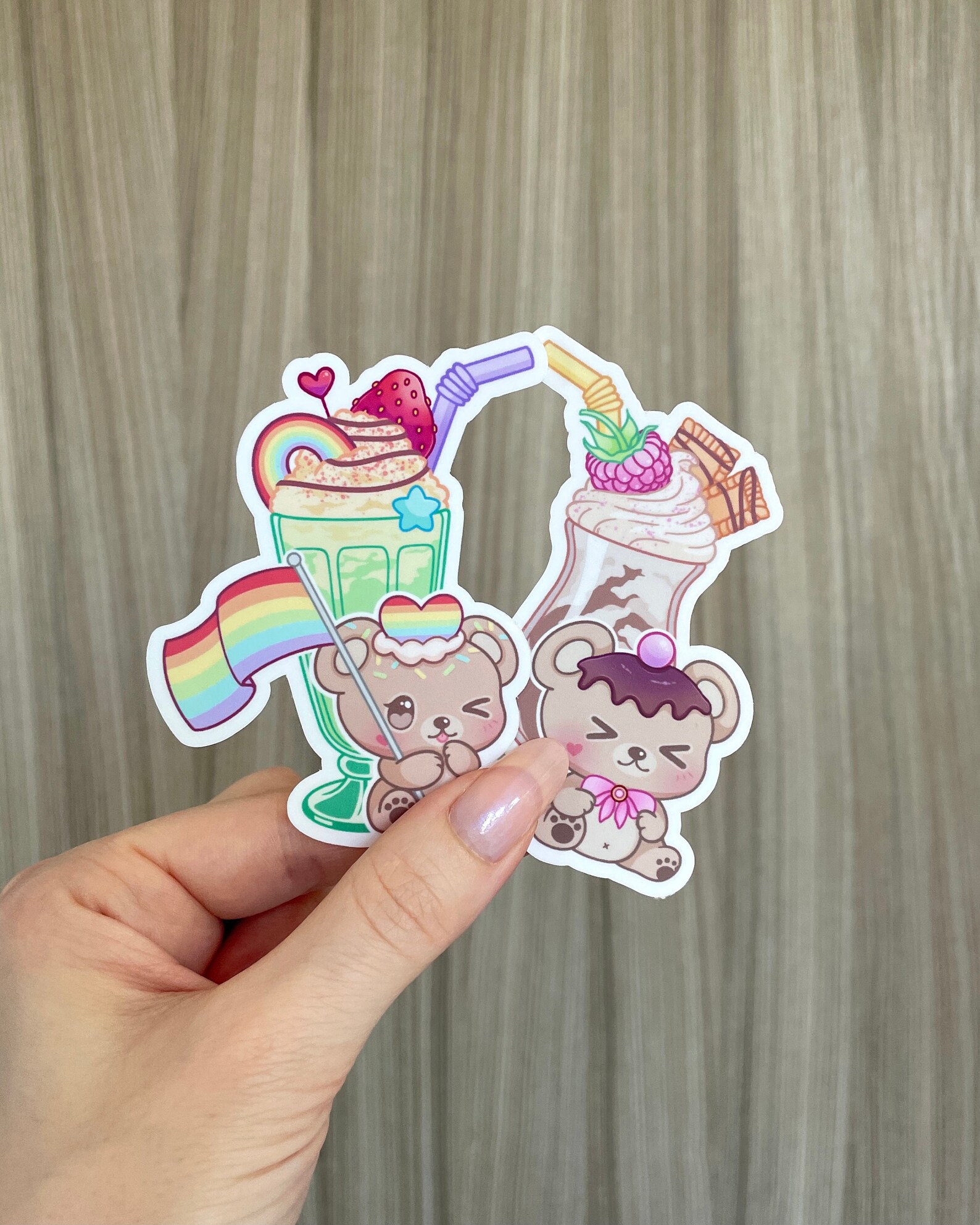 Milkshake Vinyl Stickers Teddy Bear Stickers Kawaii | Etsy