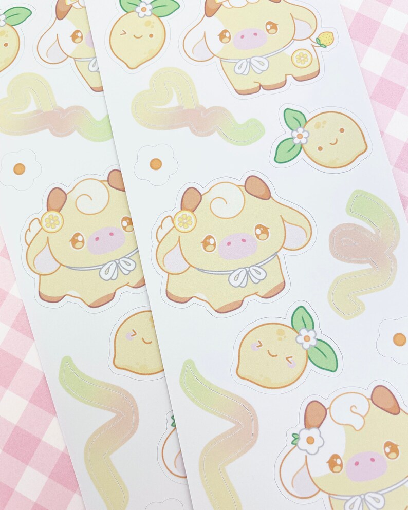 Lemon Cow Sticker Sheet Fruit Cows Stickers Kawaii Planner - Etsy
