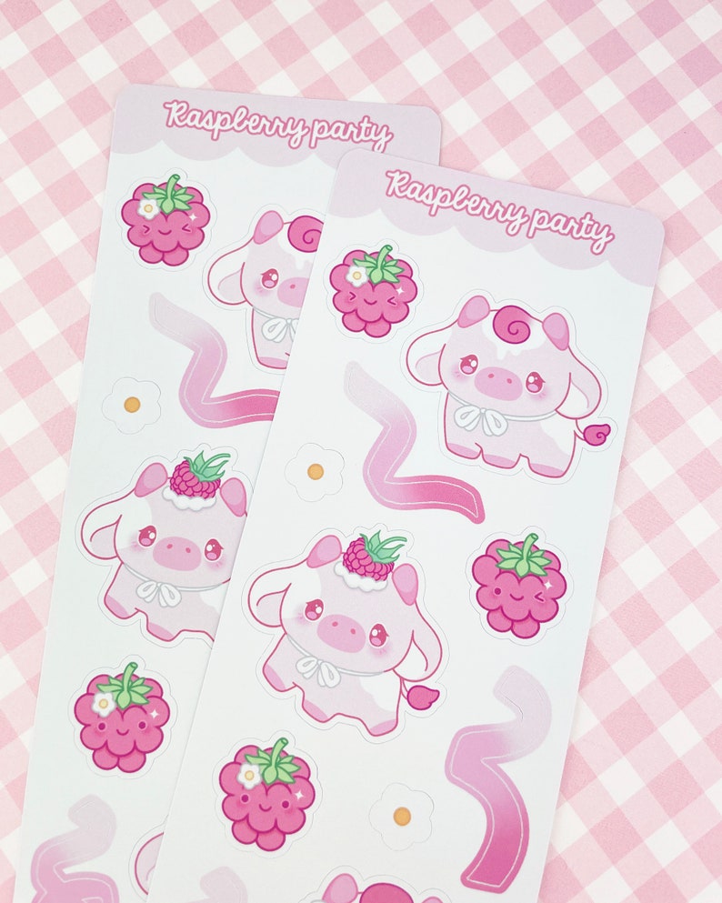Raspberry Cow Sticker Sheet Kawaii Planner Stickers Pink - Etsy Ireland