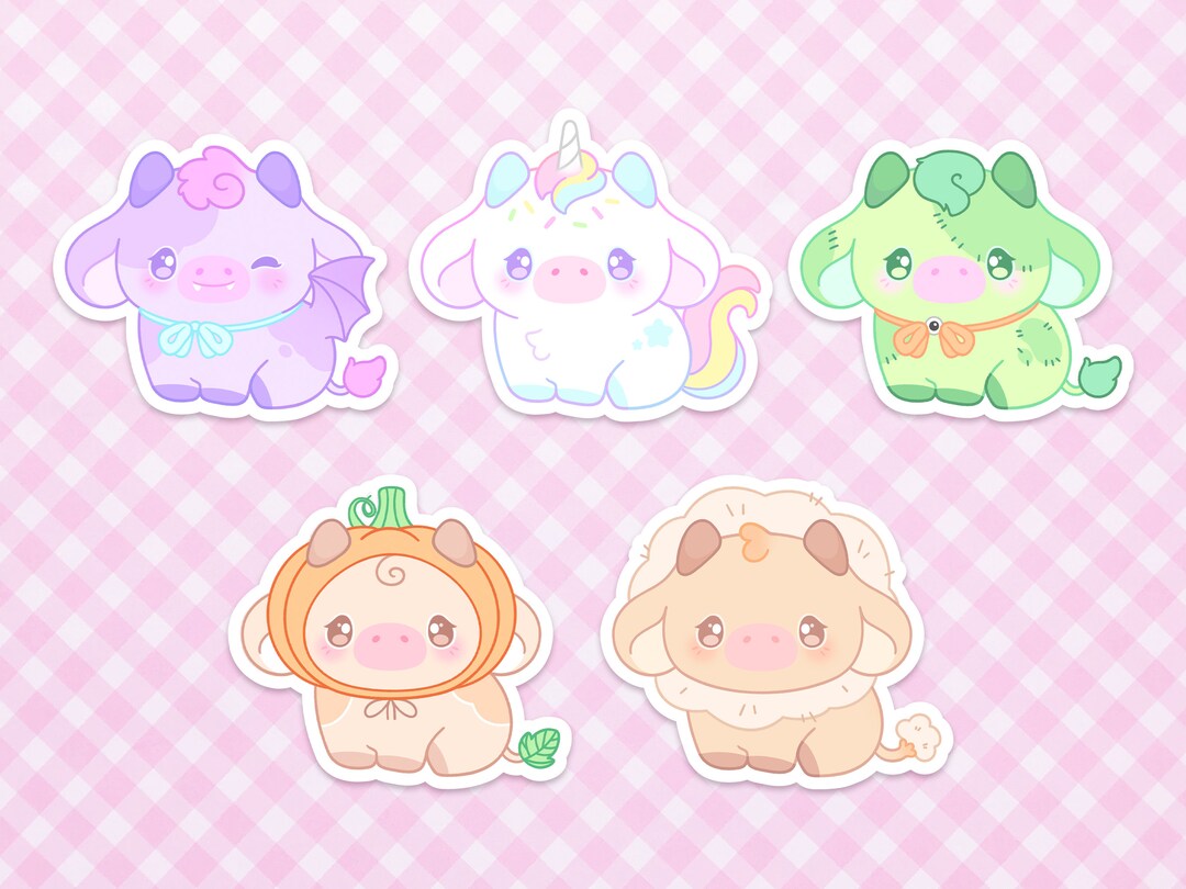 Halloween Cows Stickers Kawaii Halloween Stickers Cute Glitter Stickers ...