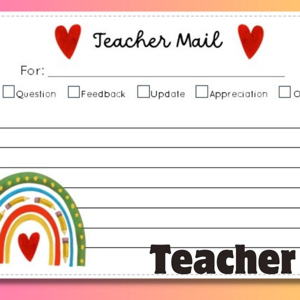 Note From Teacher to Student - Etsy