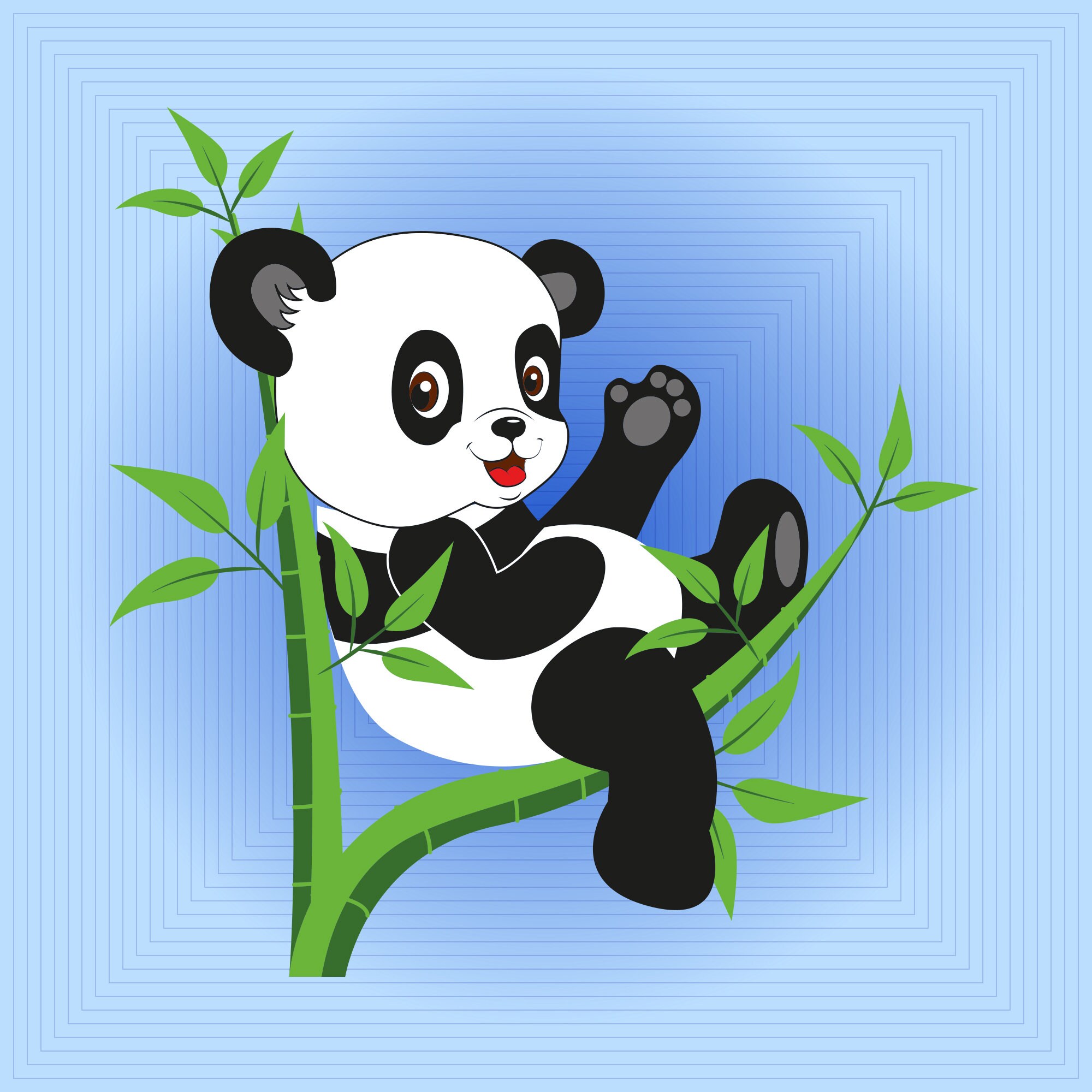 Animated Panda With Bamboo