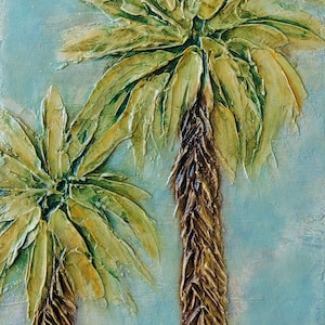 Palm Trees Painting Plaster Painting Palms Tropical Art | Etsy
