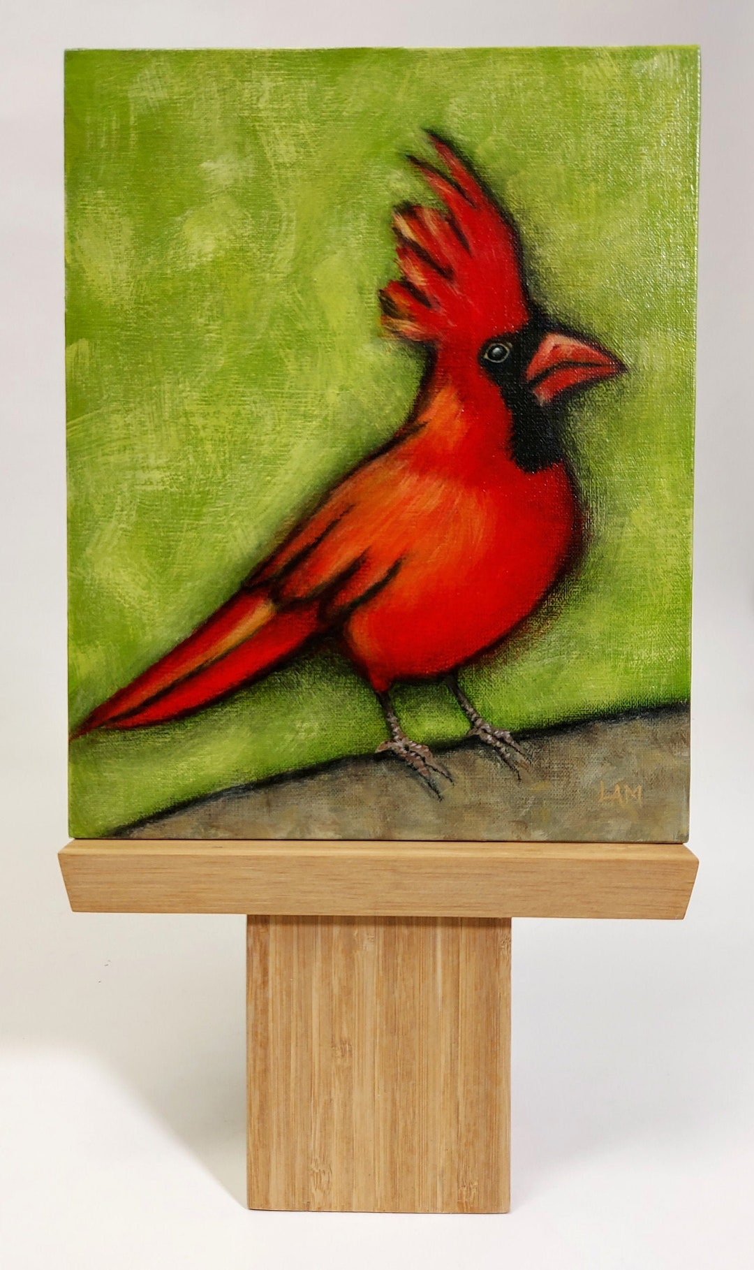Cardinal Painting, Original Acrylic, Red Cardinal, Canvas Panel ...