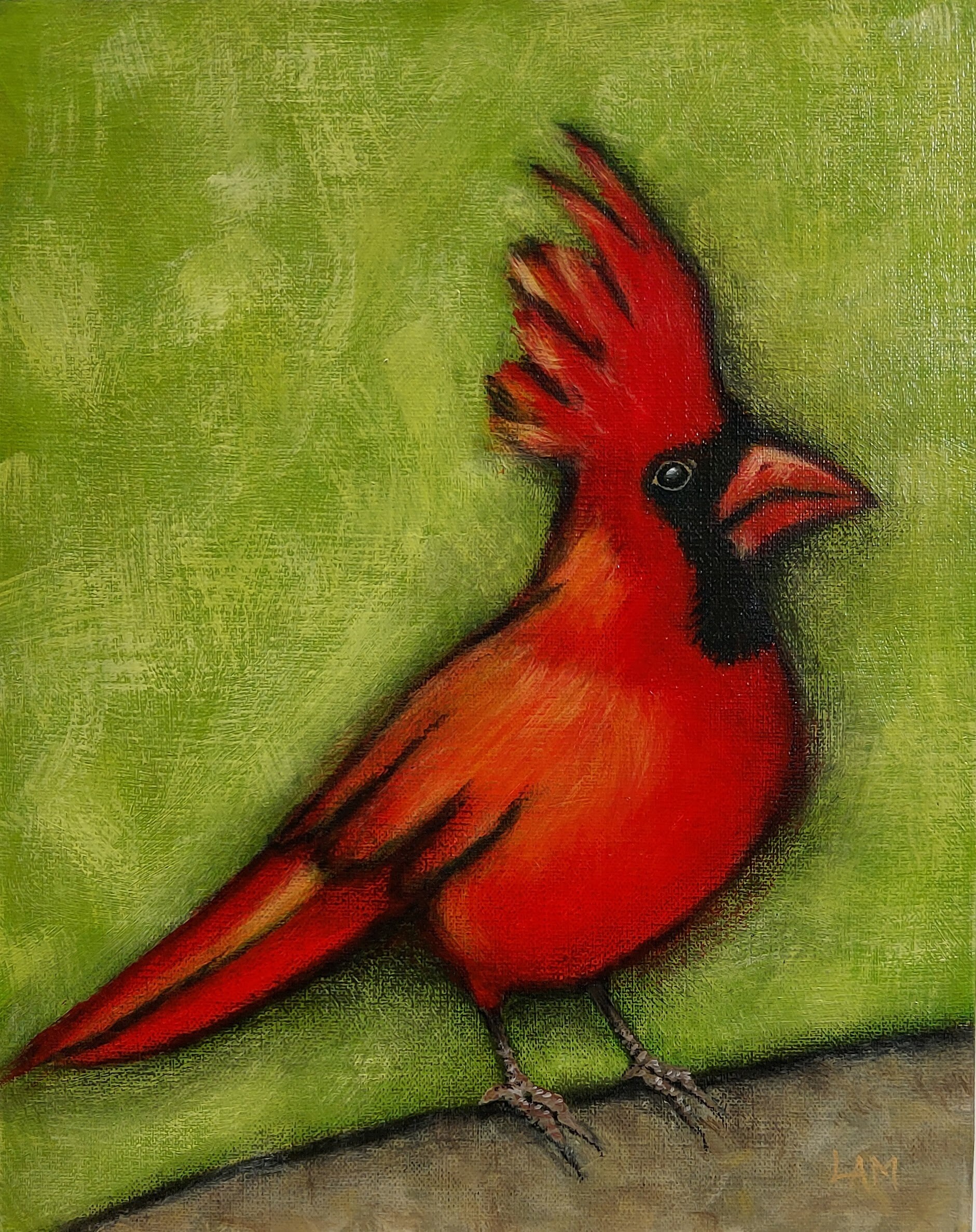 Cardinal Painting, Original Acrylic, Red Cardinal, Canvas Panel ...