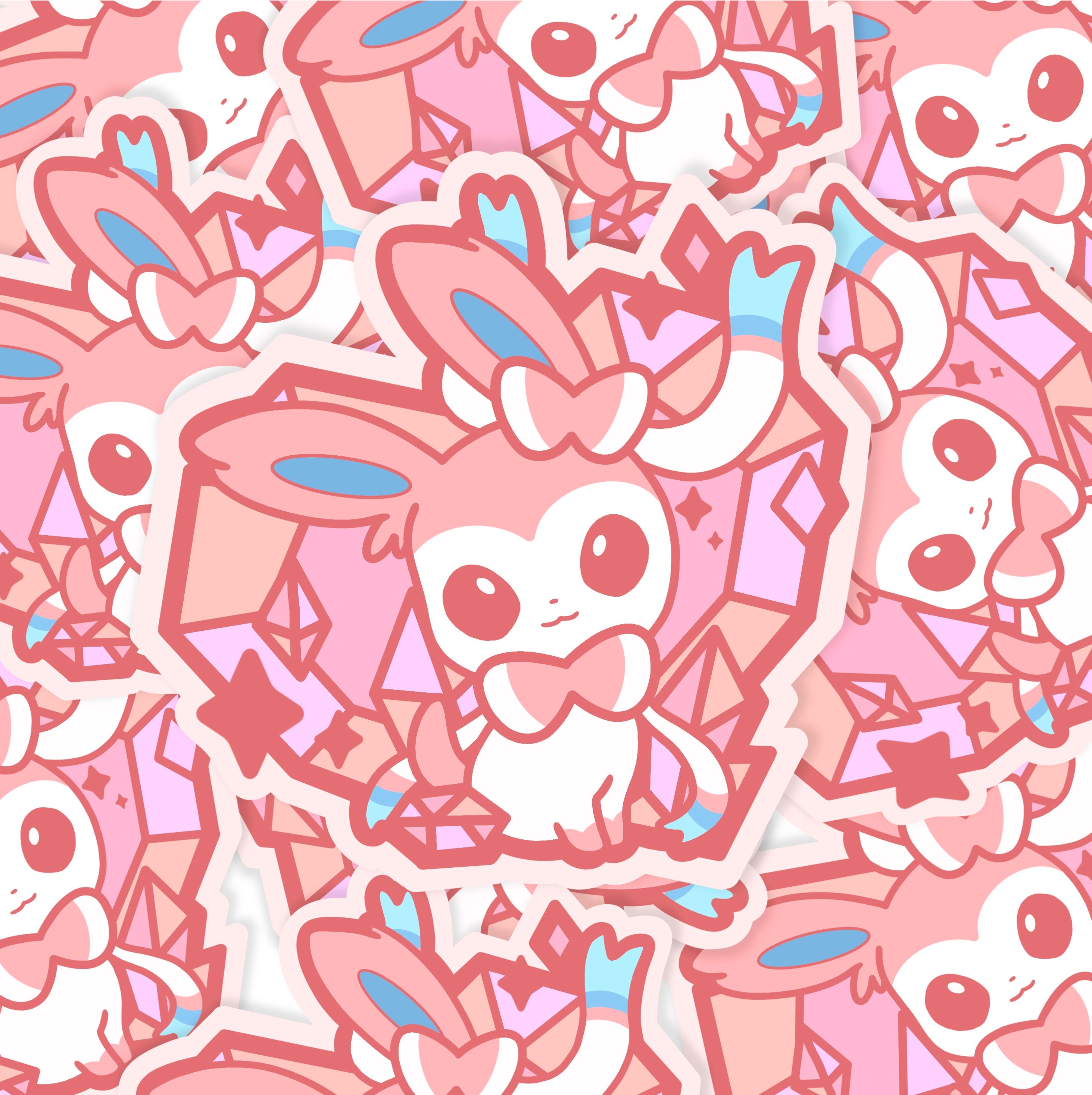Cute Kawaii Crystal Monster Sylveon Sticker - Etsy