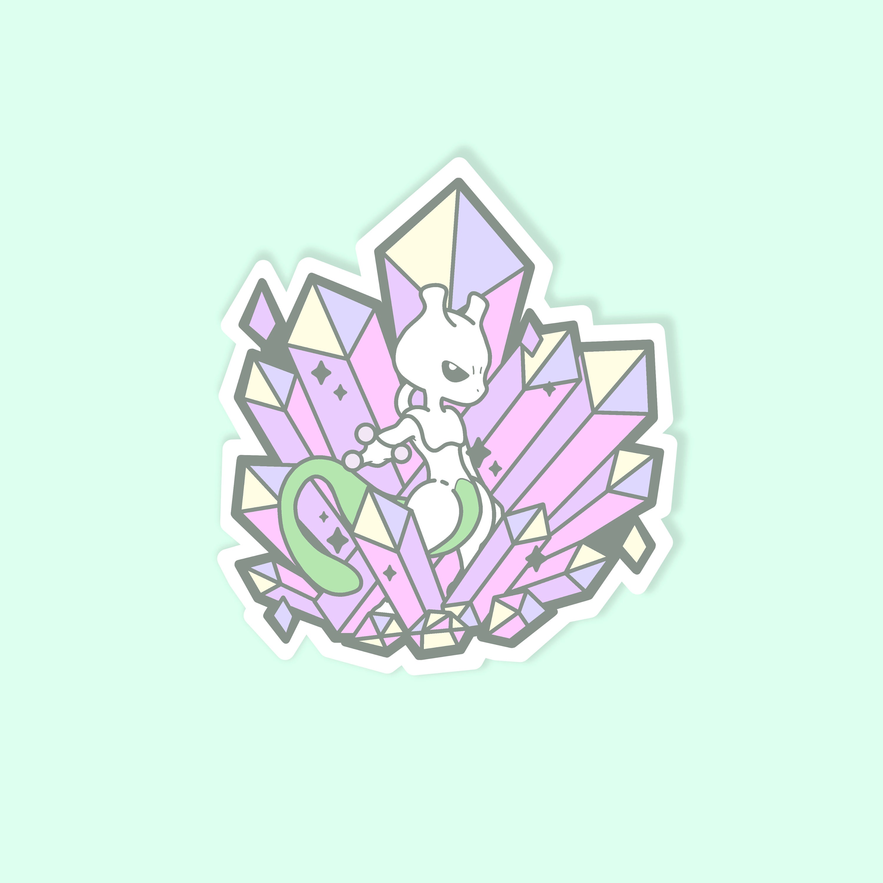 Cute Kawaii Crystal Mew and Mewtwo Pokemon Stickers - Etsy UK