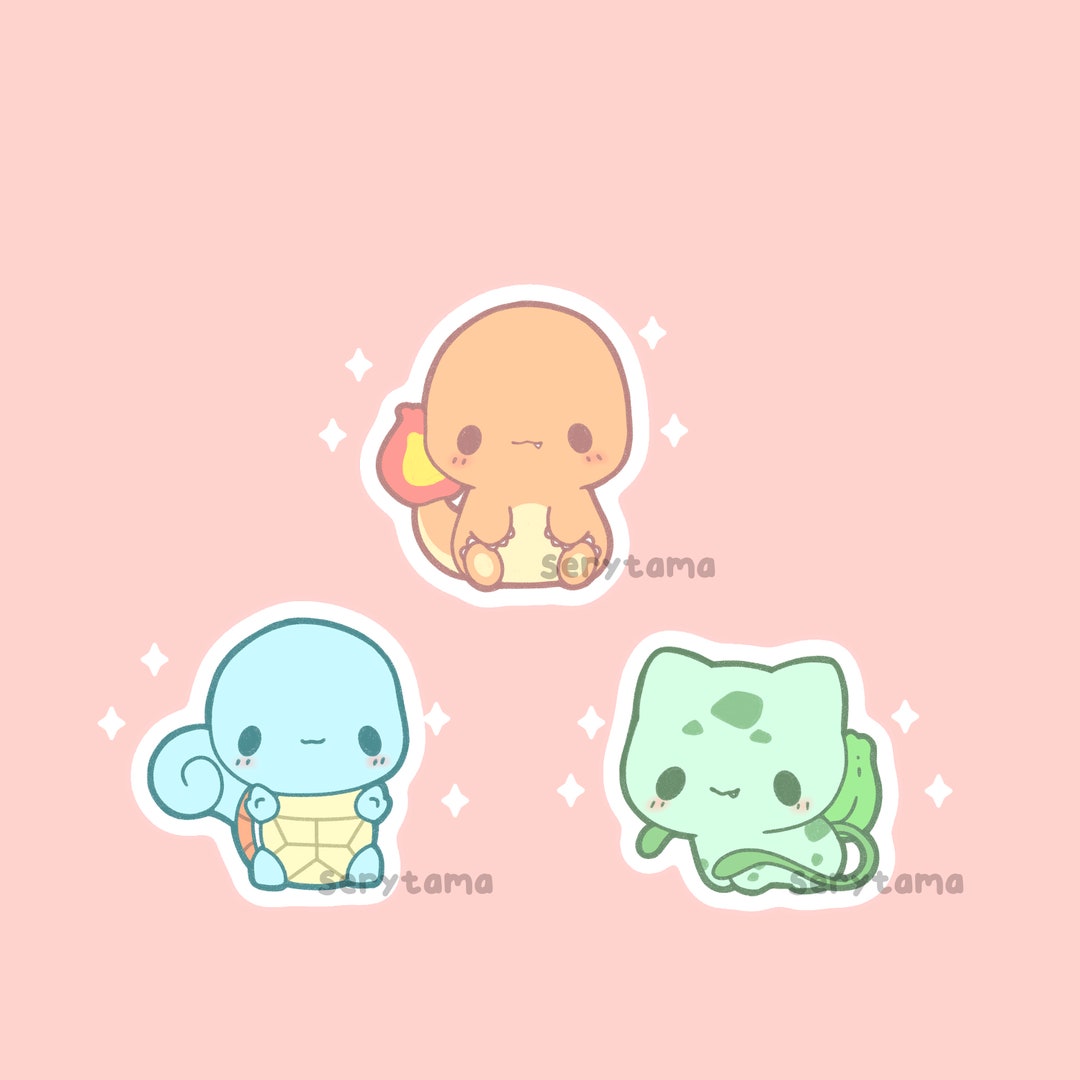 Gen 1 Starter Pokemon Stickers Charmander Squirtle and Bulbasaur Die ...