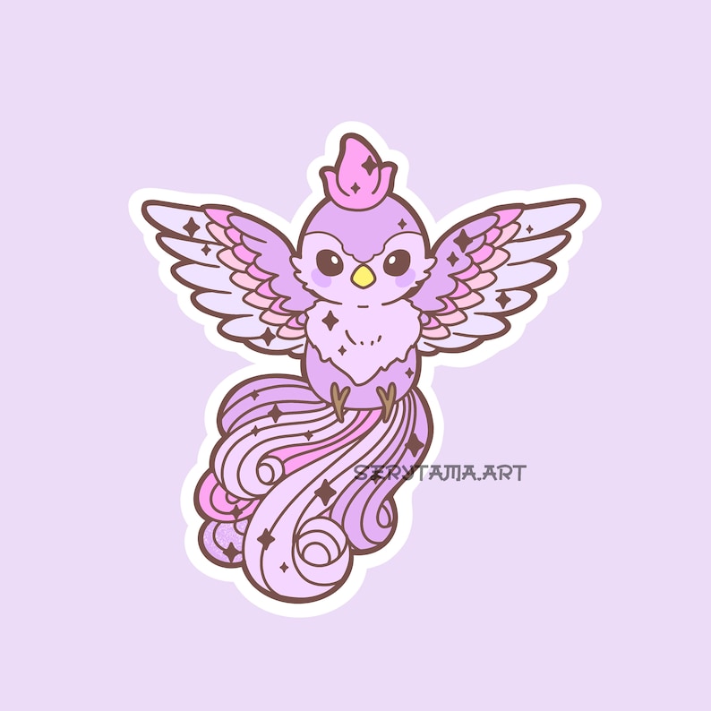 Cute and Kawaii Phoenix Bird Mythical Creature Stickers - Etsy