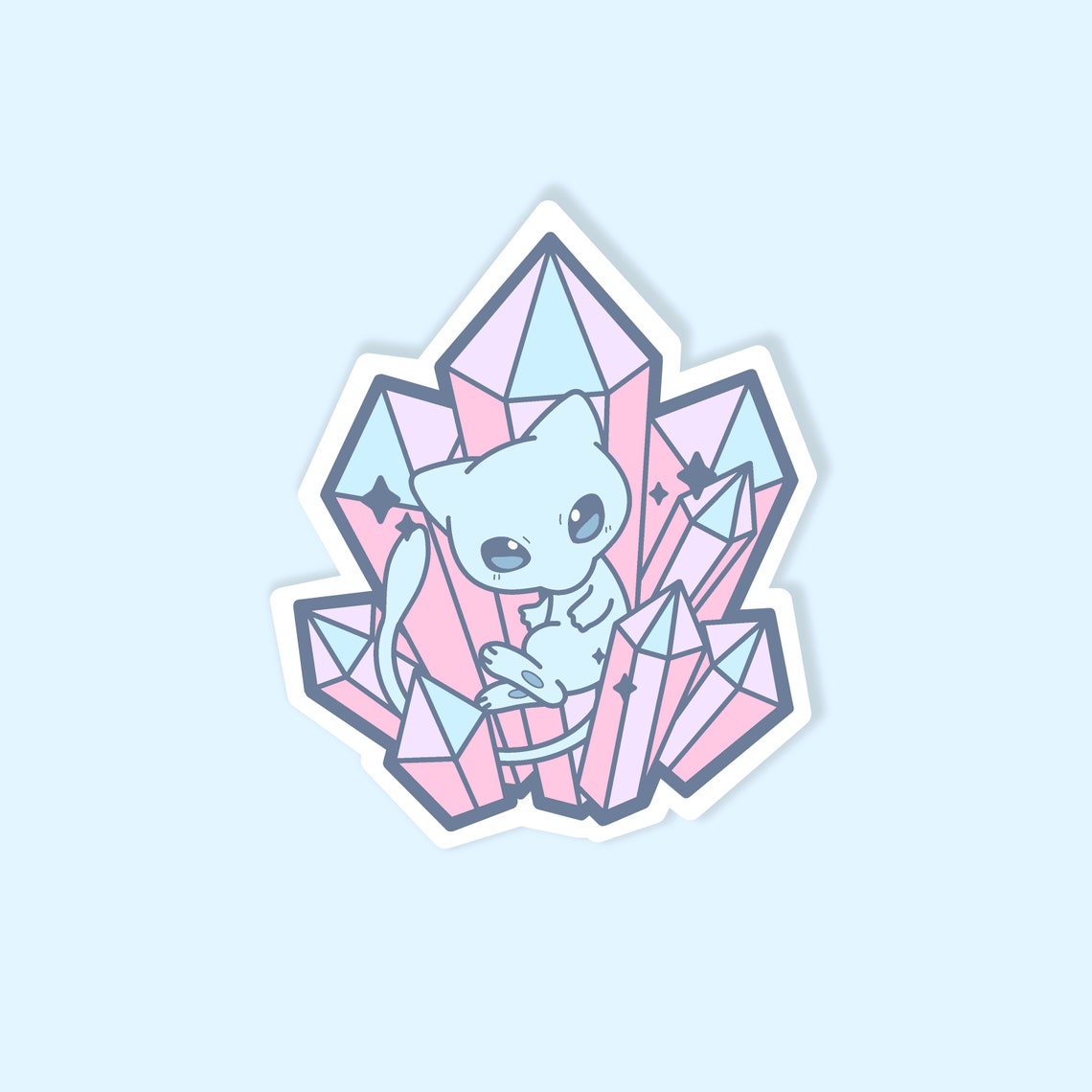 Cute Kawaii Crystal Mew and Mewtwo Pokemon Stickers | Etsy