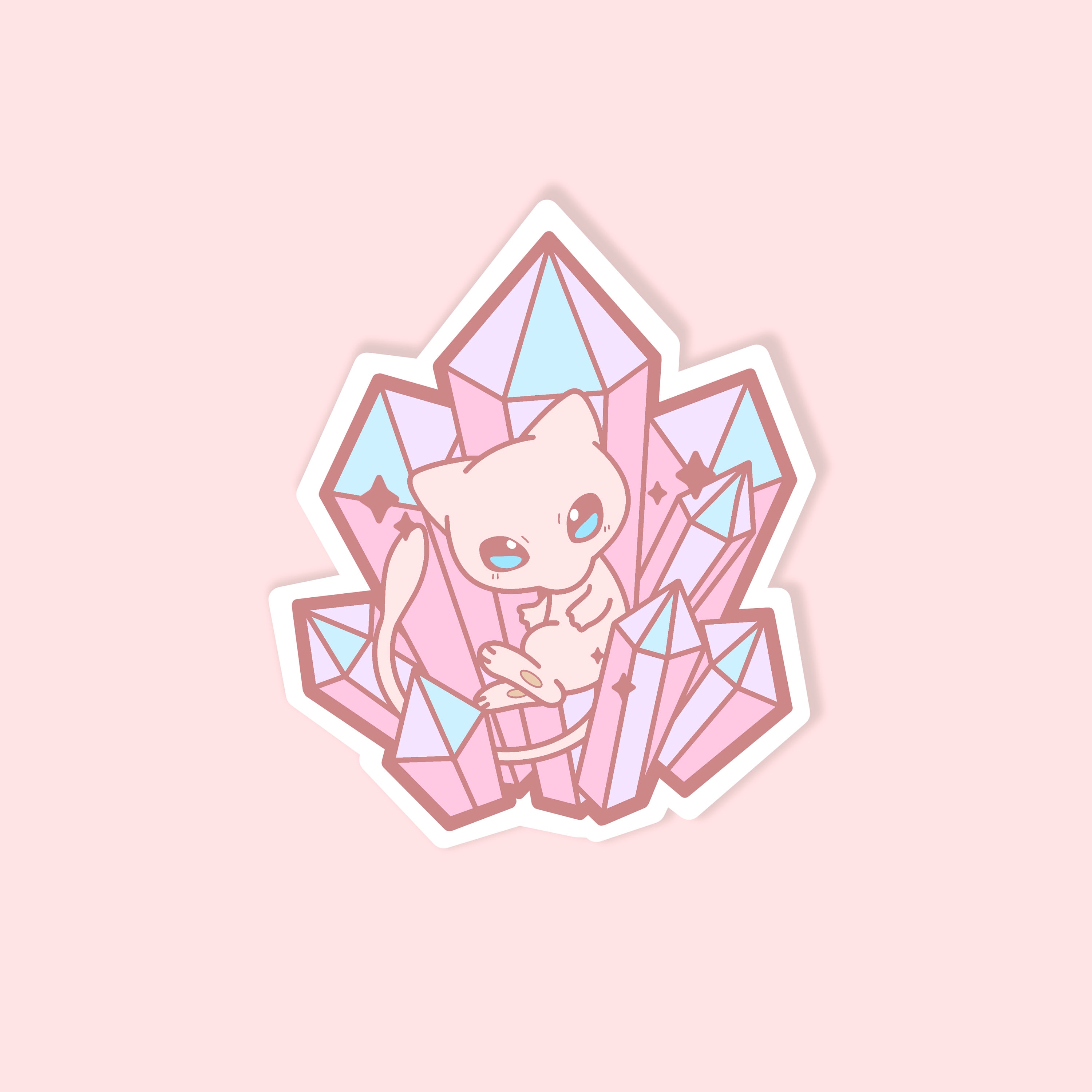 Cute Kawaii Crystal Mew and Mewtwo Pokemon Stickers | Etsy
