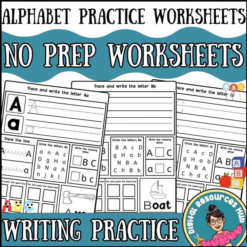 Alphabet Worksheet Packet - Letters A to Z, Kindergarten Alphabet ...