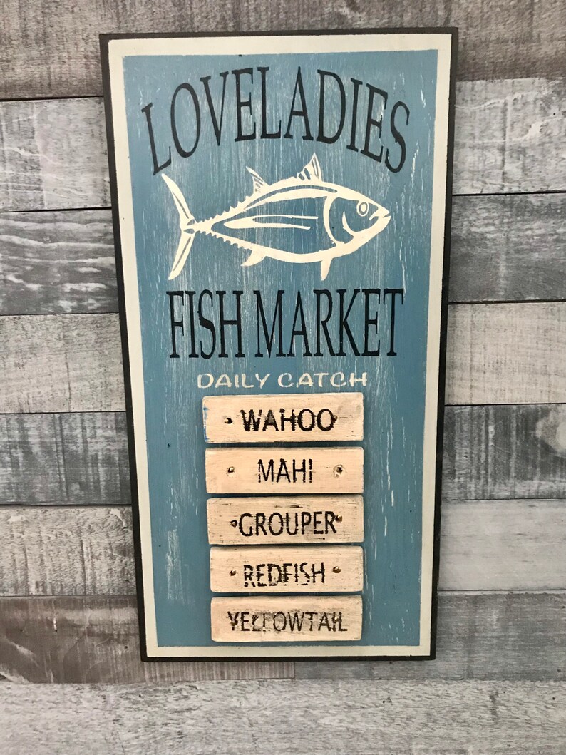 Personalized Old Fashioned Fish Market Sign Nautical Rustic - Etsy