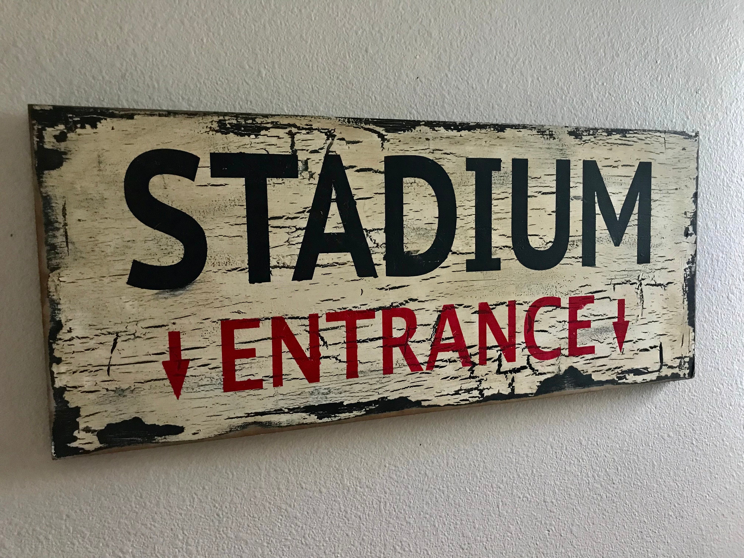 Stadium Entrance Sign Reclaimed Wood, Vintage Sports Signs, Stadium ...