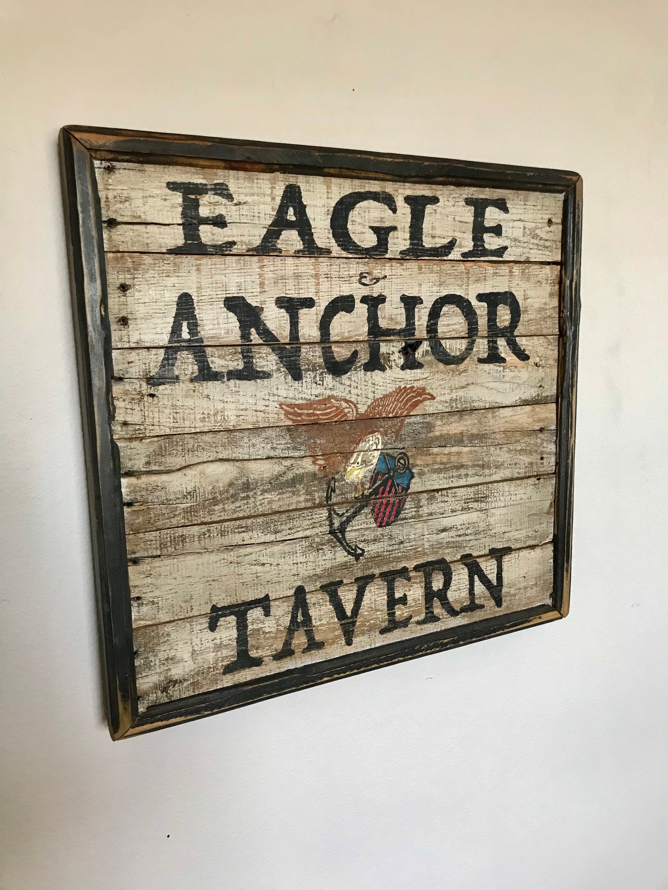 Eagle and Anchor Tavern Sign Wooden, Nautical Tavern Sign, Vintage Sign ...