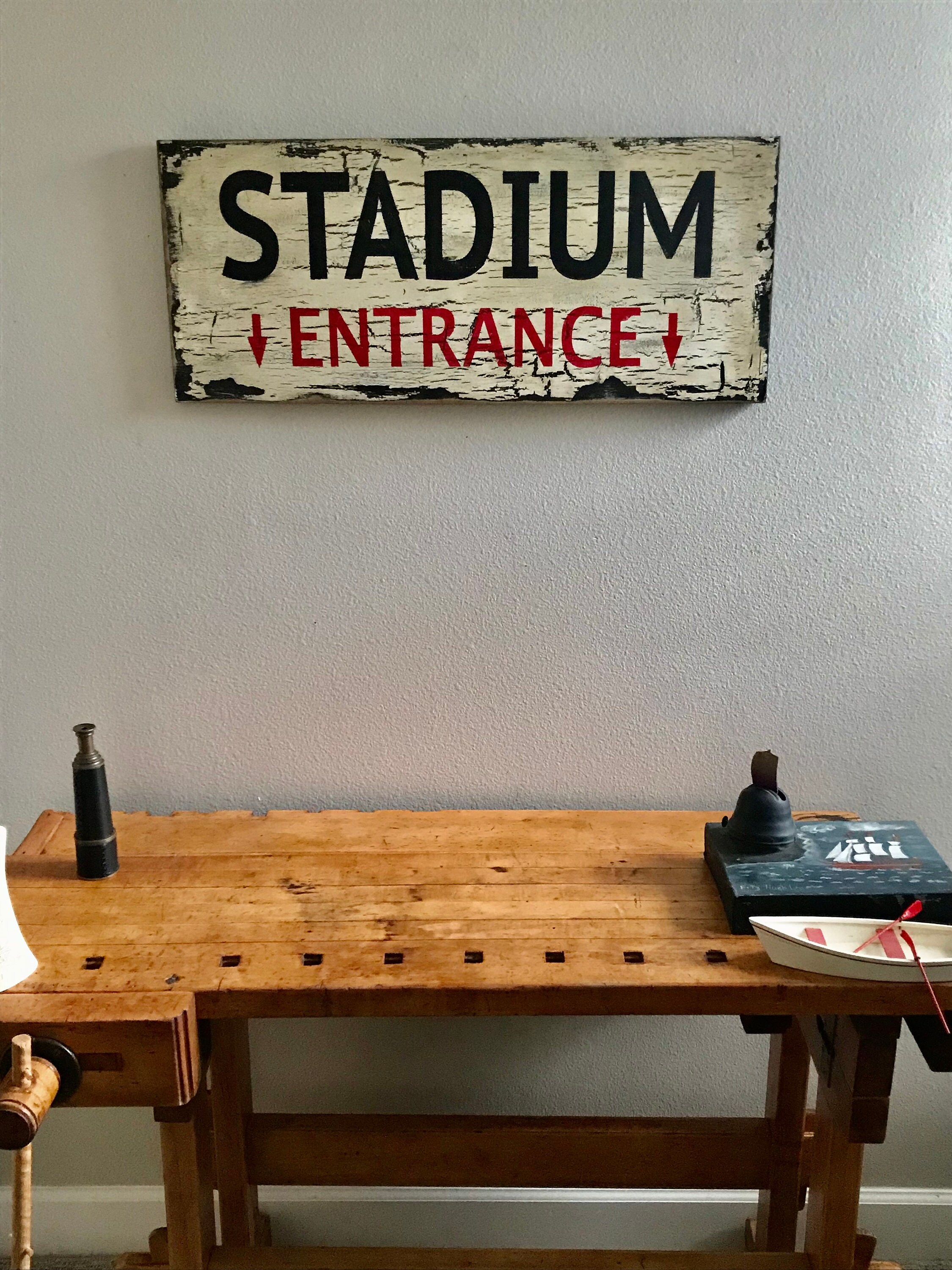 Stadium Entrance Sign Reclaimed Wood, Vintage Sports Signs, Stadium ...
