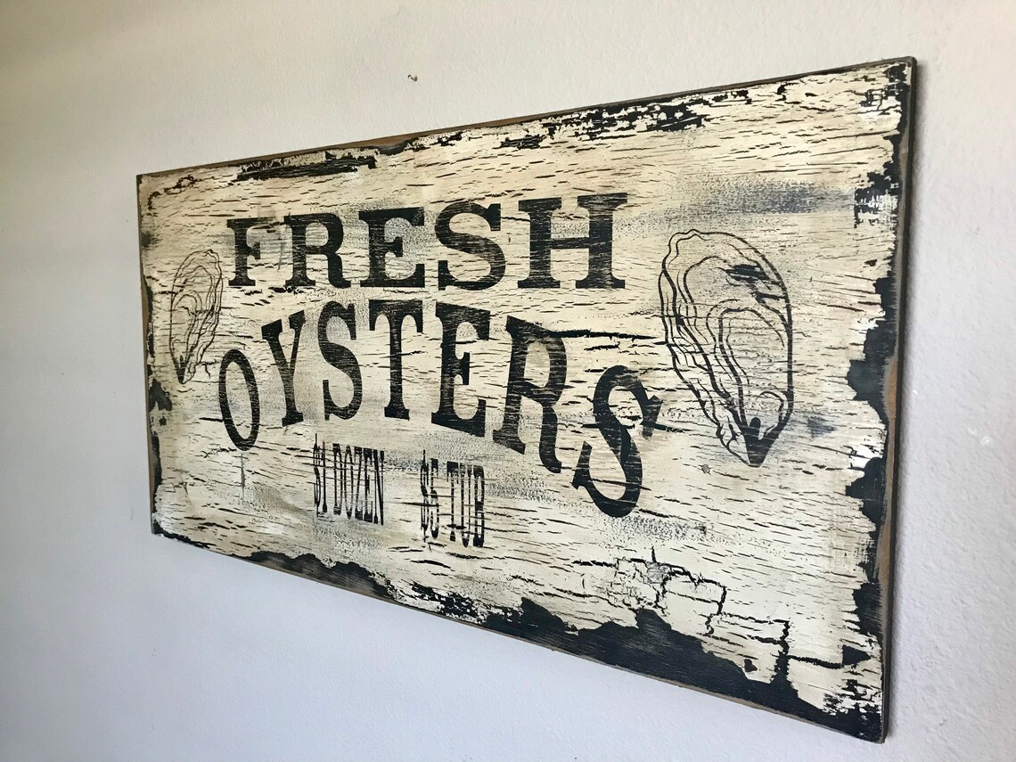 Fresh Oysters Signoysters Signrustic Oysters Sign Oyster | Etsy