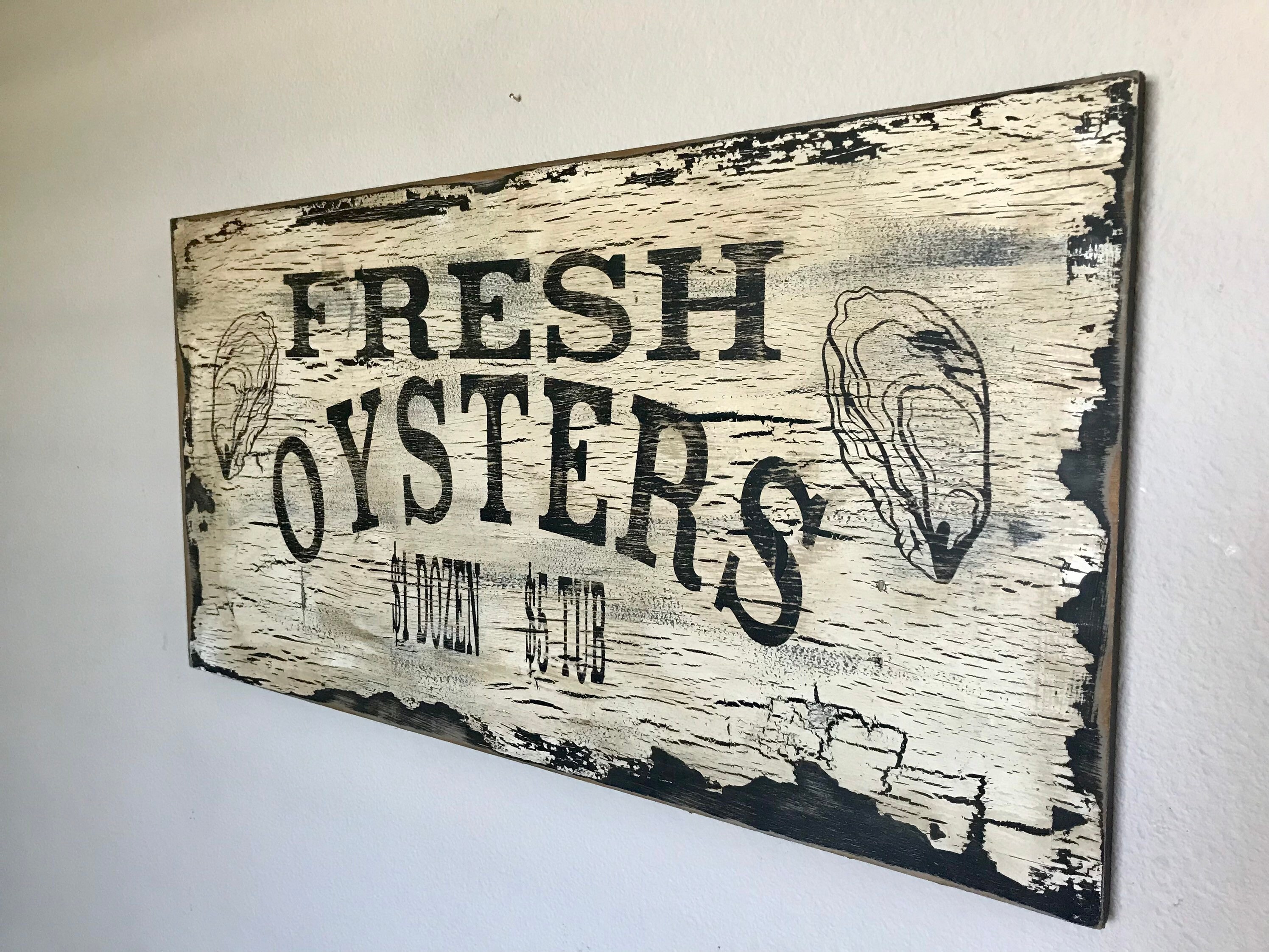 Fresh Oysters Sign,oysters Sign,rustic Oysters Sign, Oyster Bar Sign ...