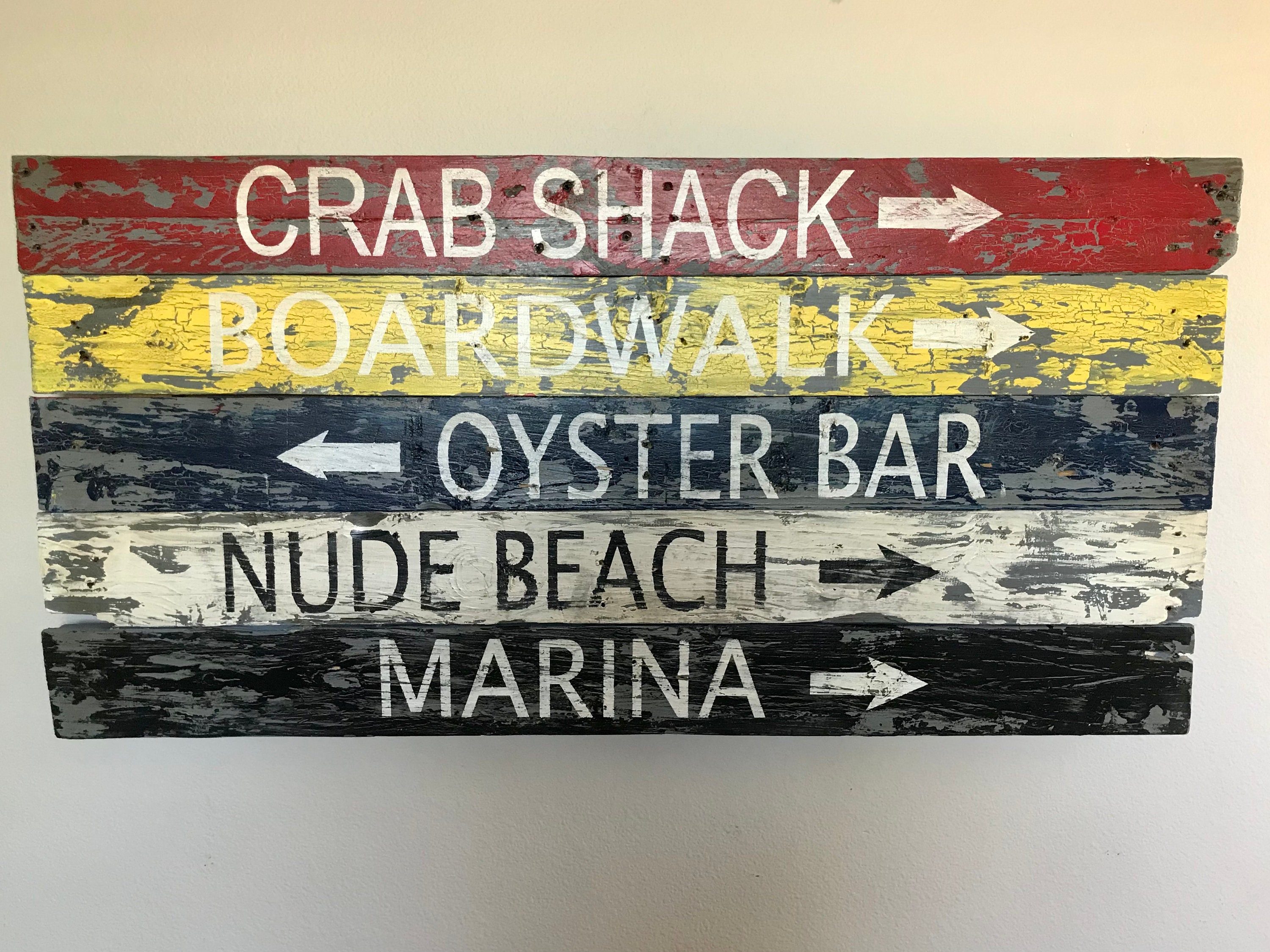 Coastal Beach Directions Sign, Beach Decor, Beach House, Nautical Decor ...