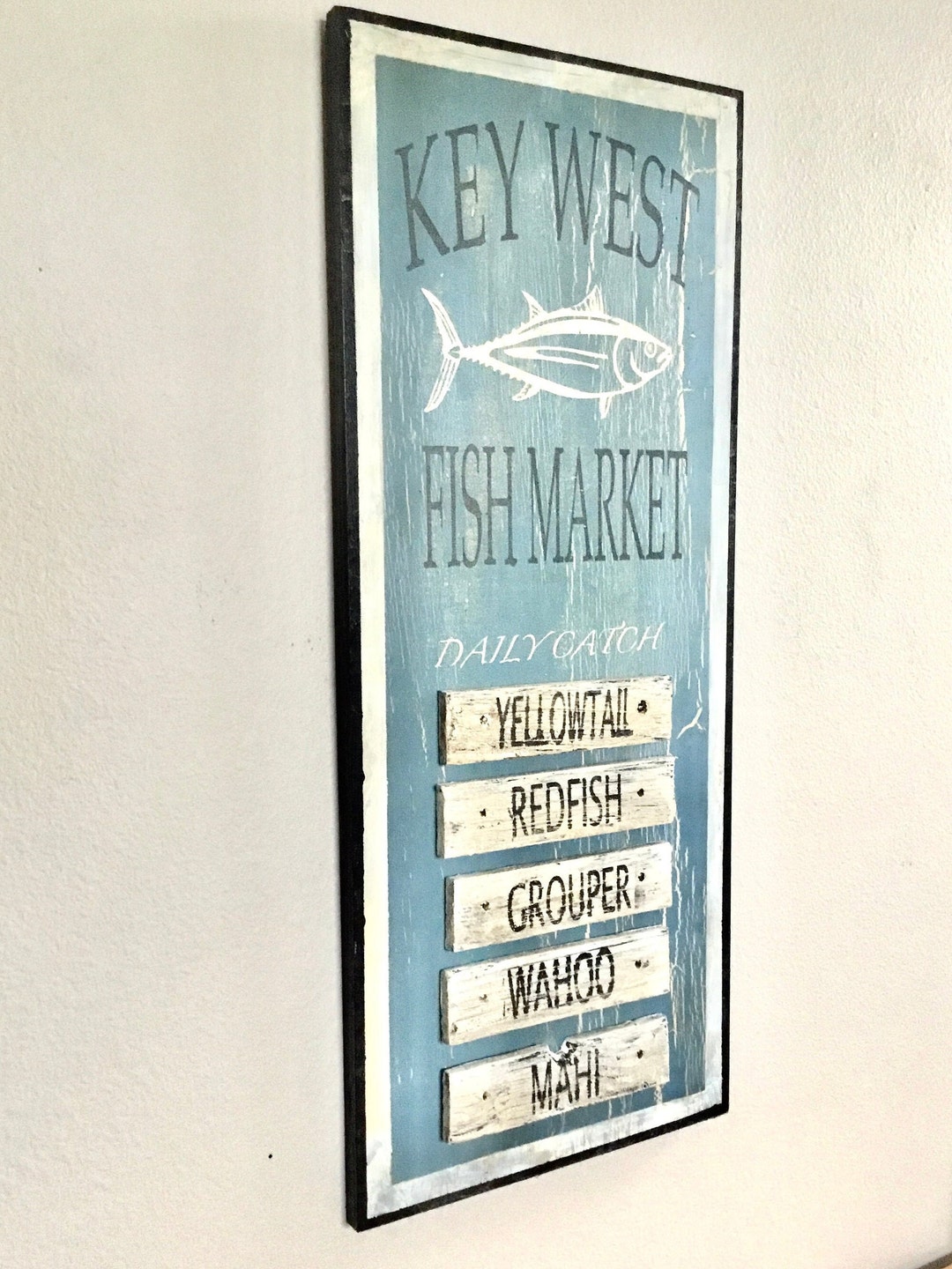 Personalized Old Fashioned Fish Market Sign, Nautical Rustic Sign ...