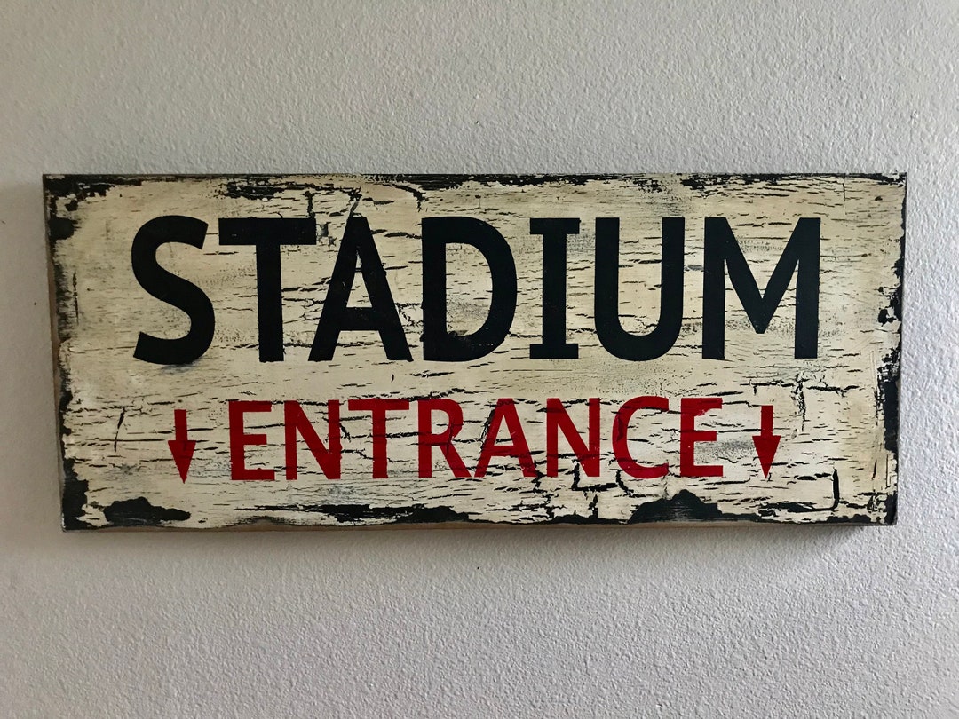 Stadium Entrance Sign Reclaimed Wood, Vintage Sports Signs, Stadium ...