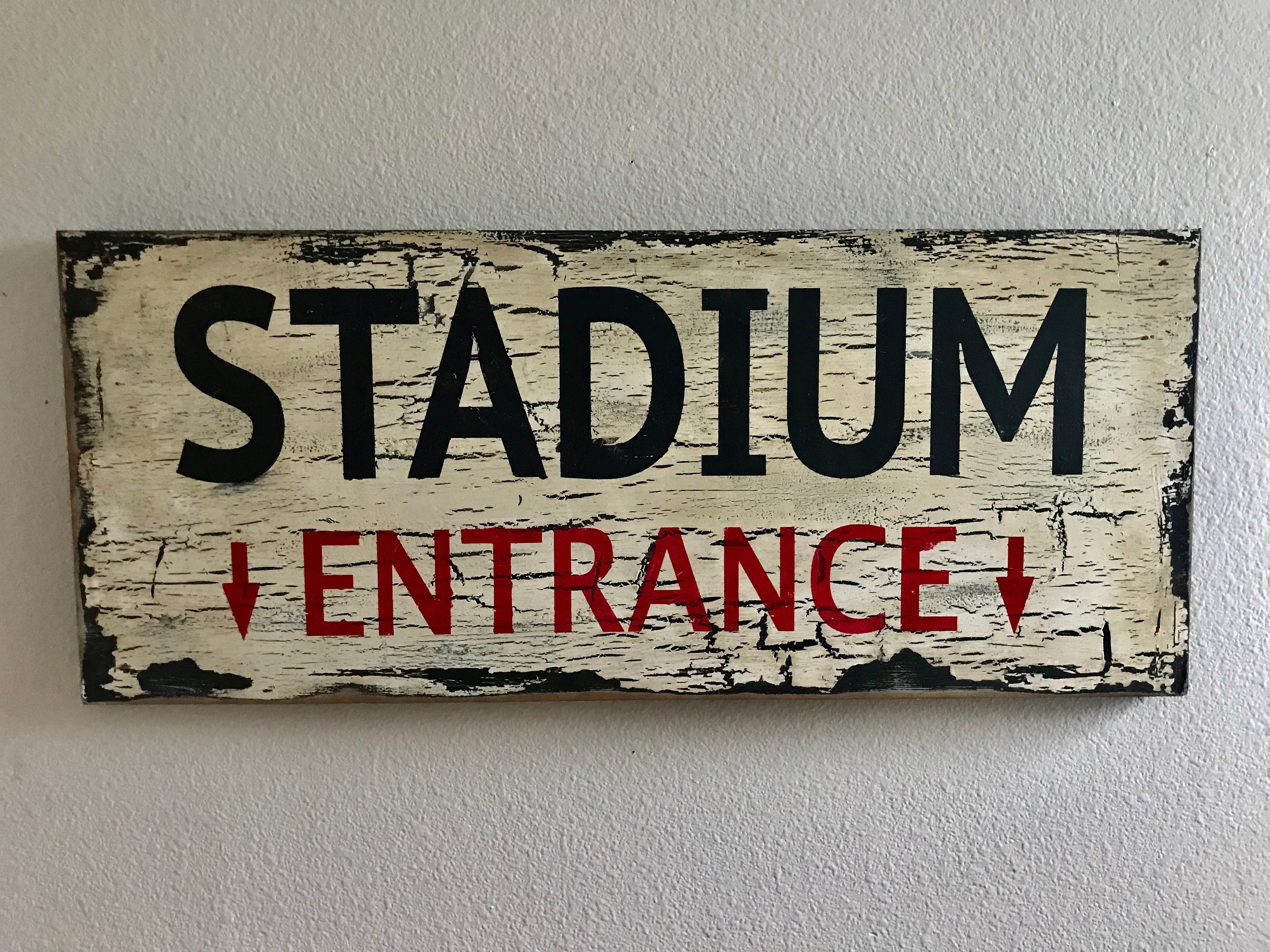 Stadium Entrance Sign Reclaimed Wood, Vintage Sports Signs, Stadium ...