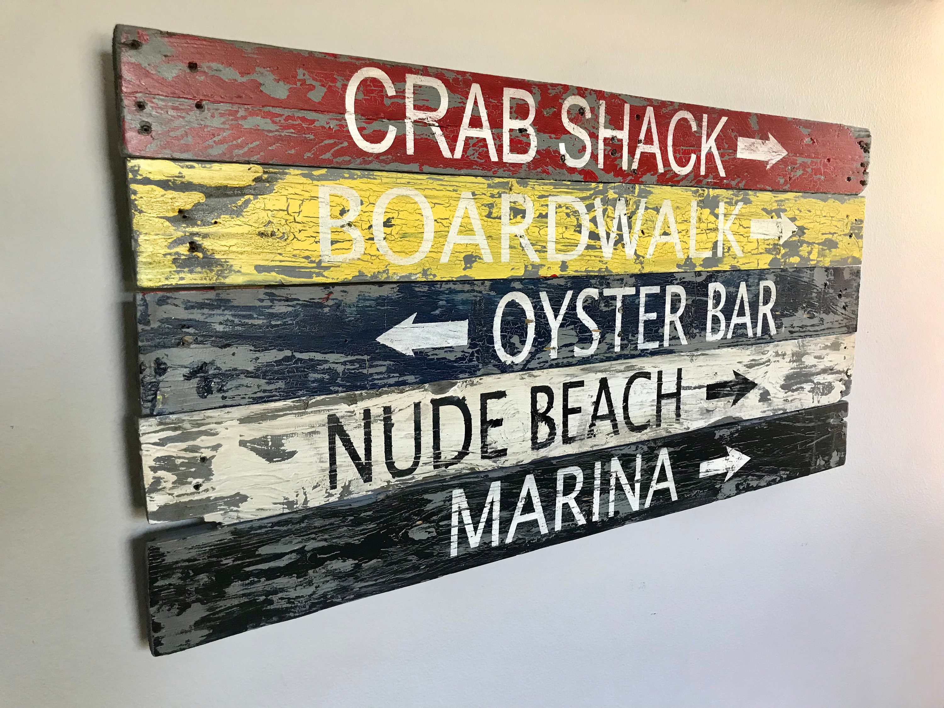 Coastal Beach Directions Sign, Beach Decor, Beach House, Nautical Decor ...