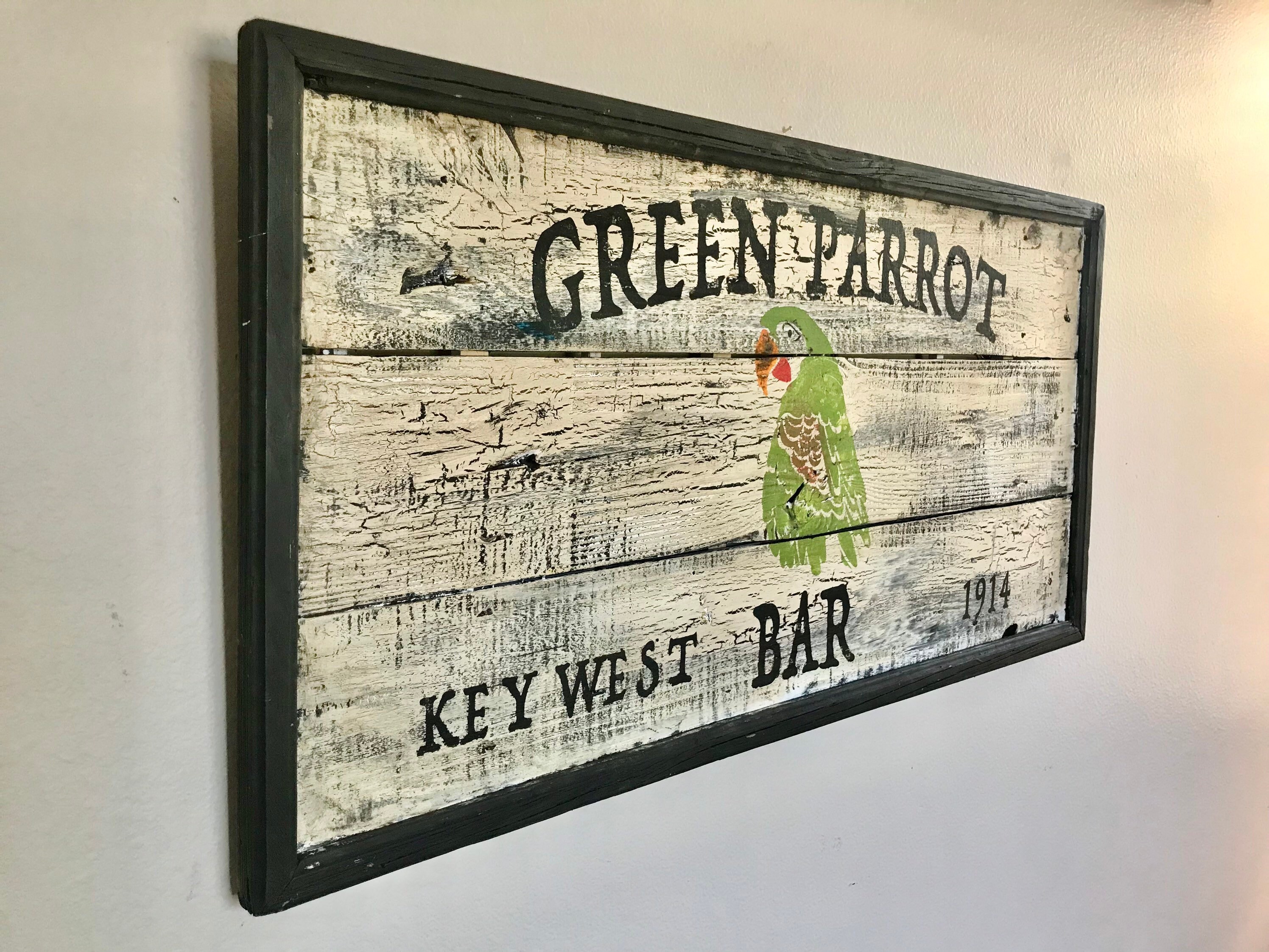 Personalized Green Parrot Bar Sign, Rustic Bar Signs, Key West Bars ...