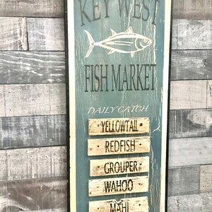 Personalized Old Fashioned Fish Market Sign, Nautical Rustic Sign ...