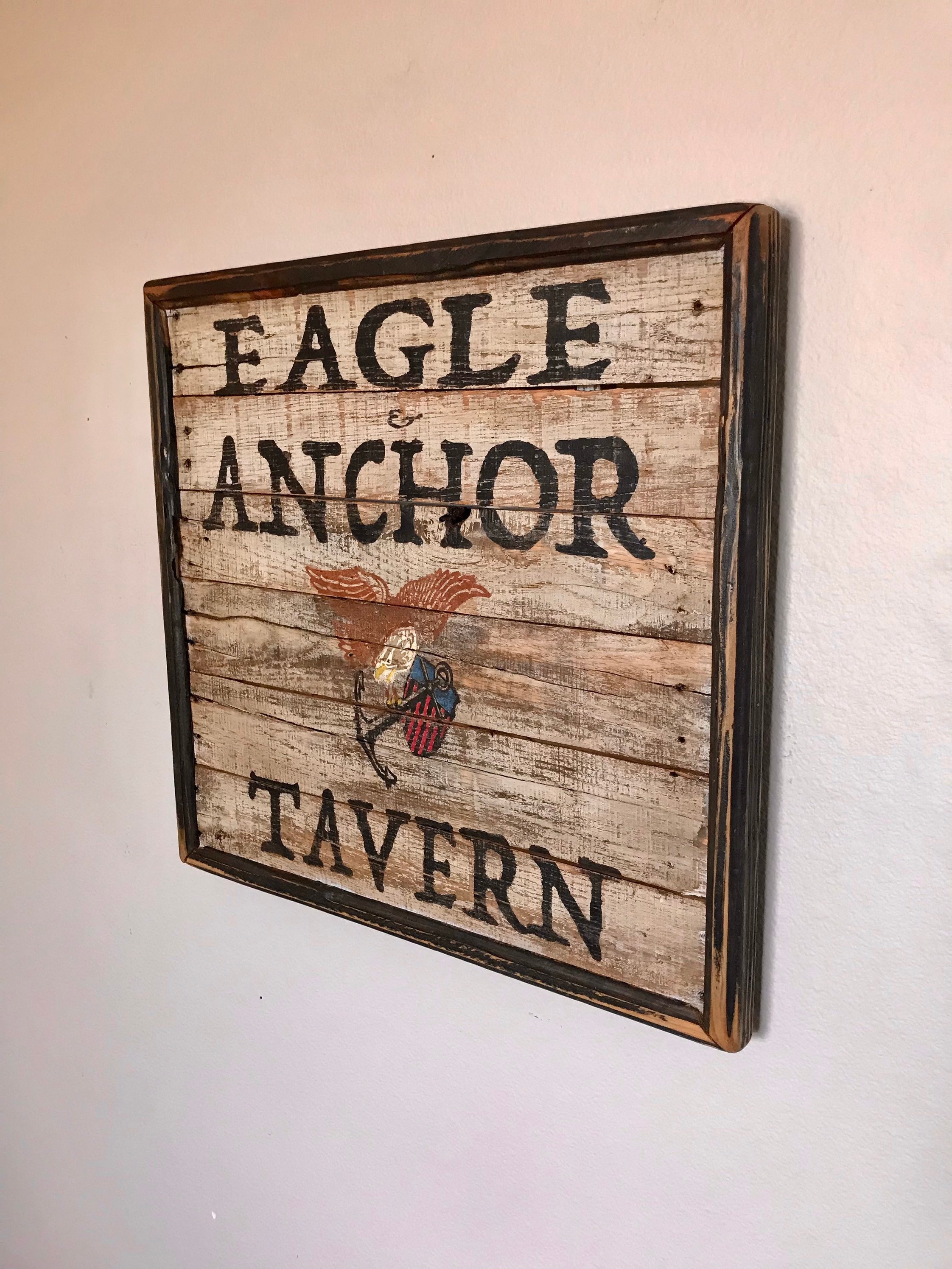 Eagle and Anchor Tavern Sign Wooden, Nautical Tavern Sign, Vintage Sign ...
