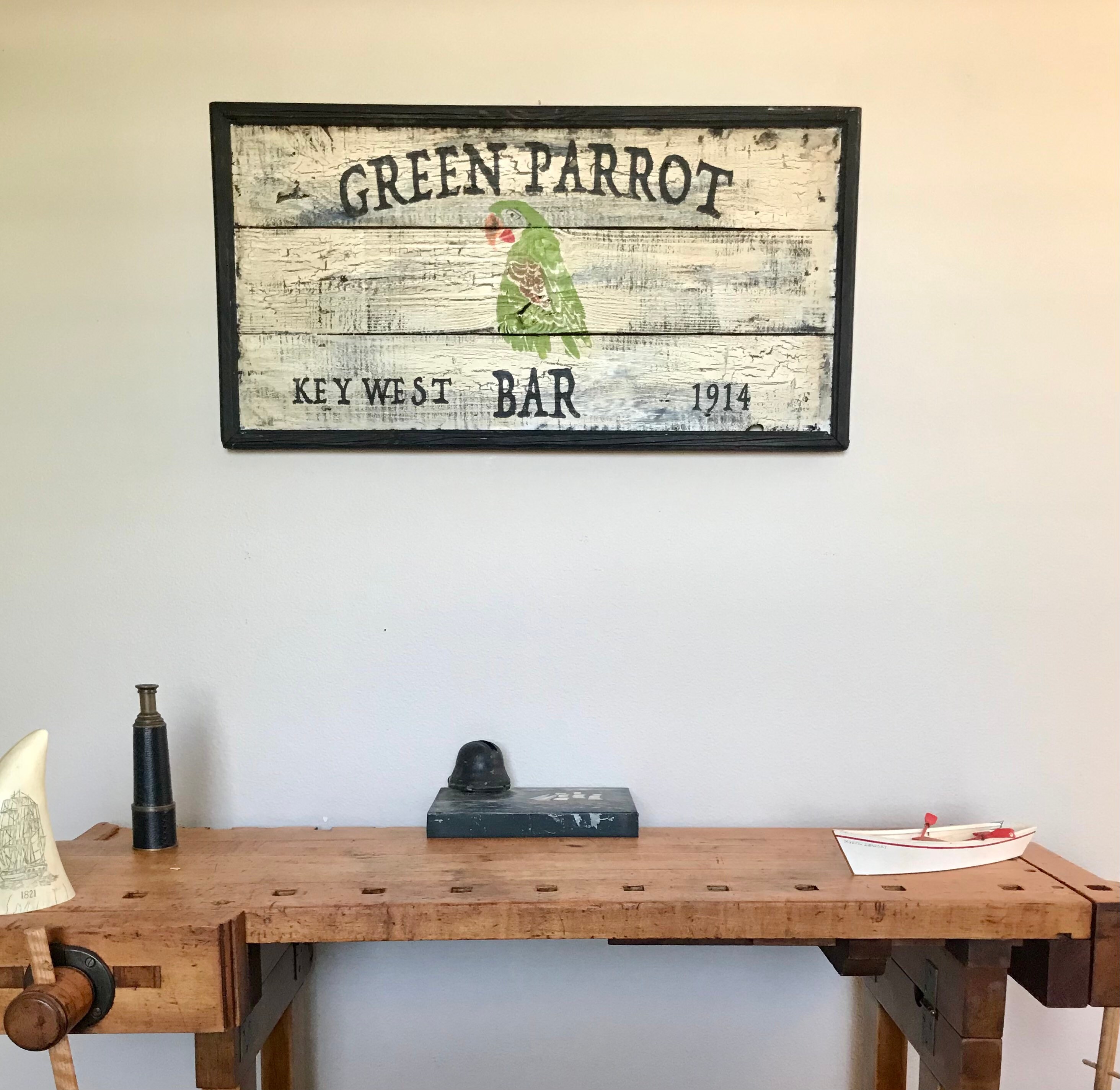 Personalized Green Parrot Bar Sign, Rustic Bar Signs, Key West Bars ...