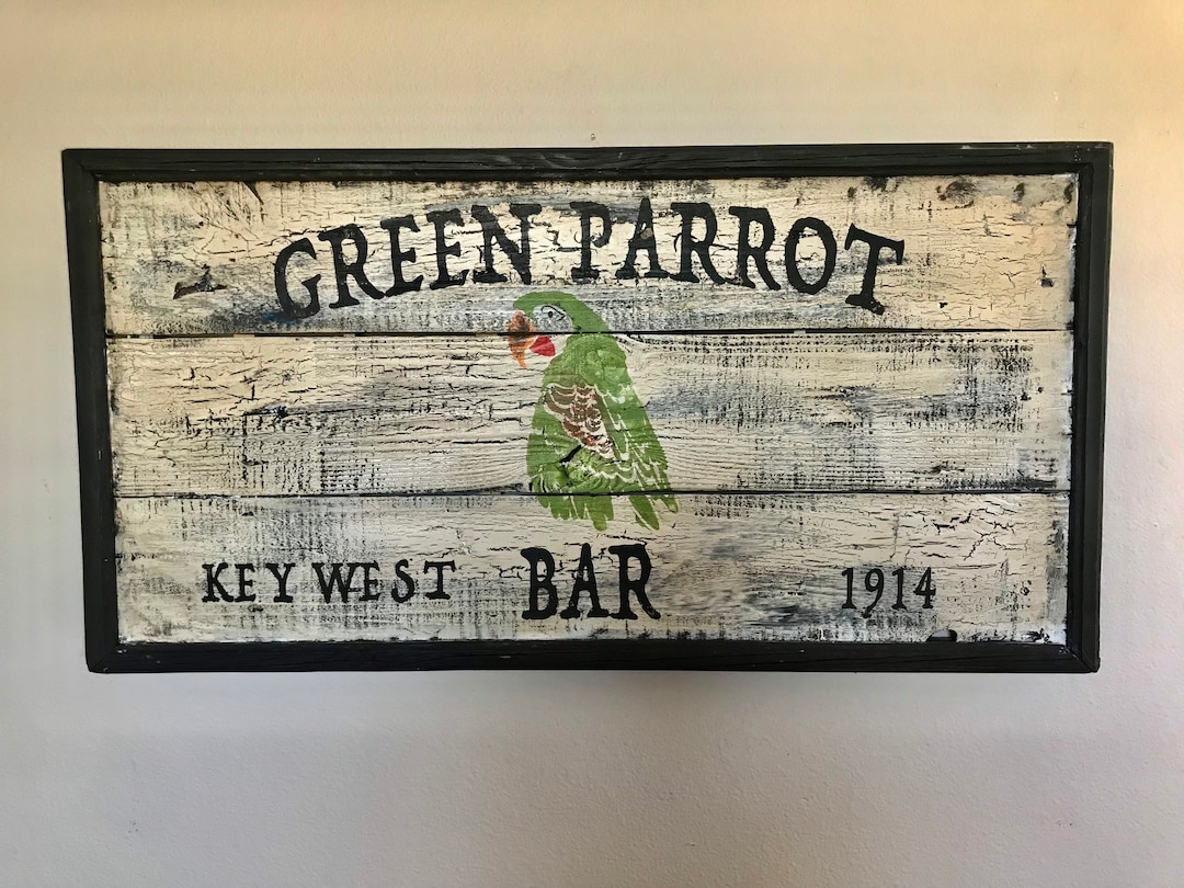 Personalized Green Parrot Bar Sign, Rustic Bar Signs, Key West Bars ...